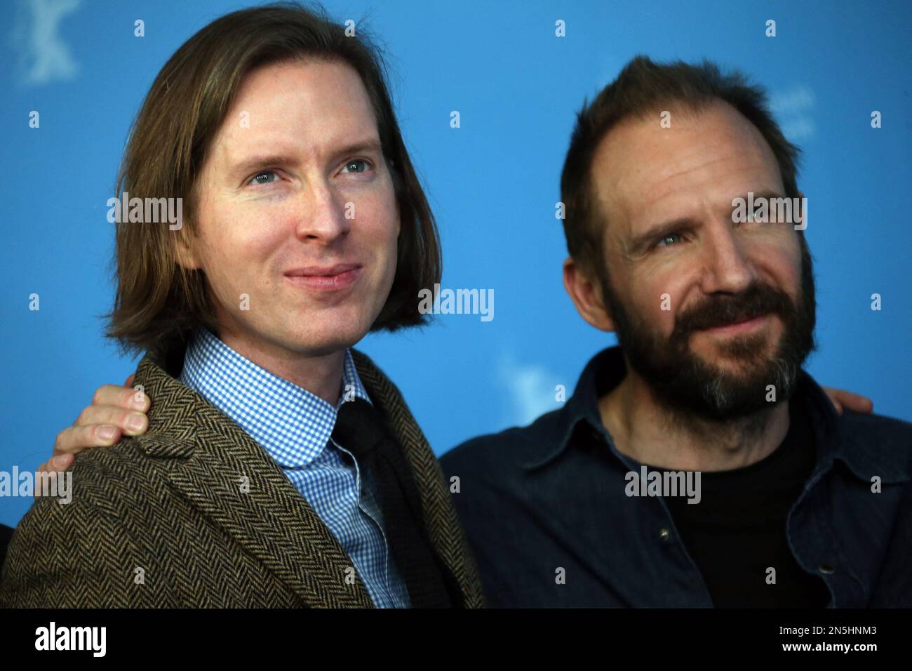 Director Wes Anderson and actor Ralph Fiennes pose for photographers at ...