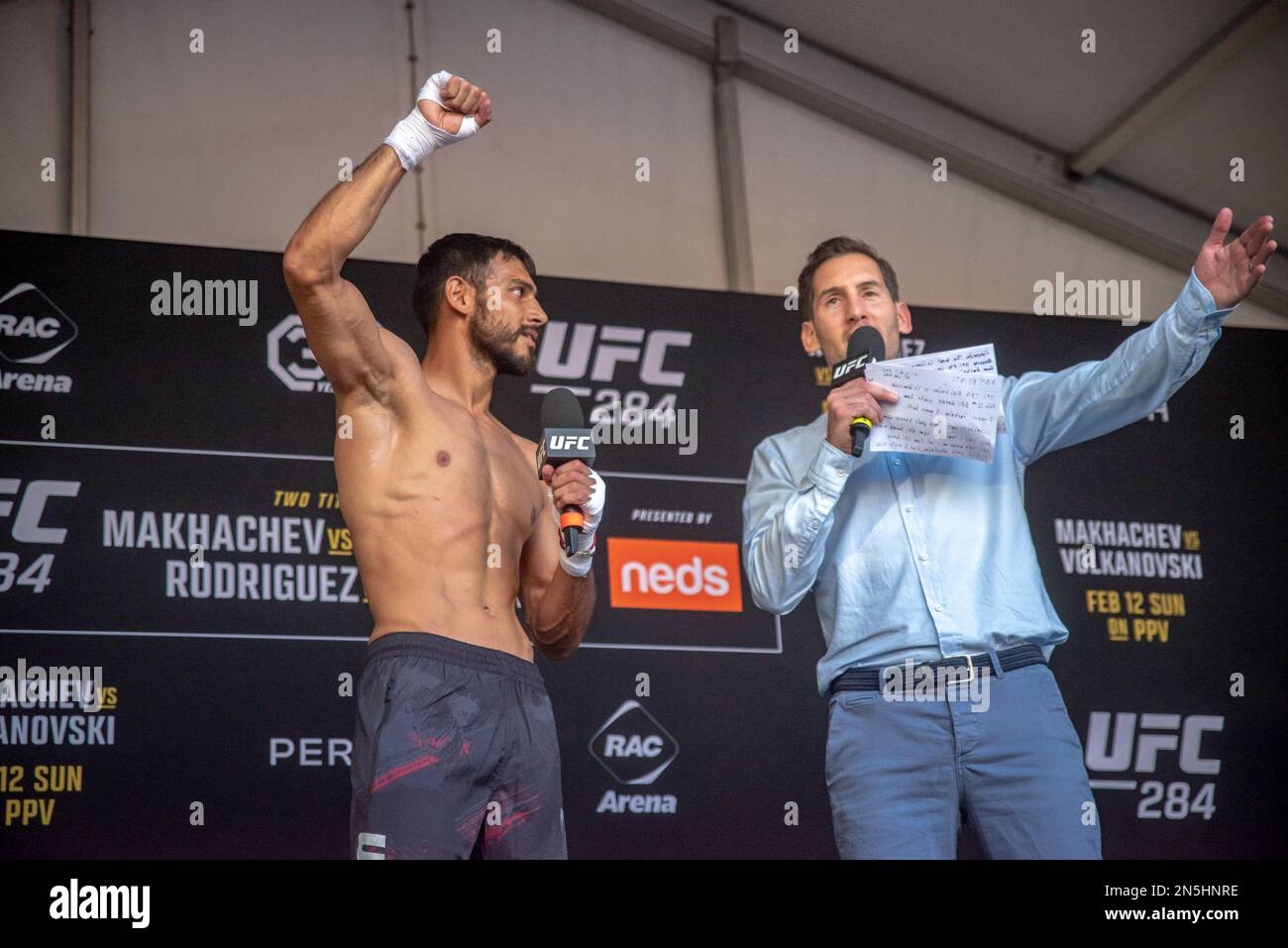 PERTH, AUSTRALIA - FEBRUARY 9: Yair Rodriguez Entertains and interacts ...