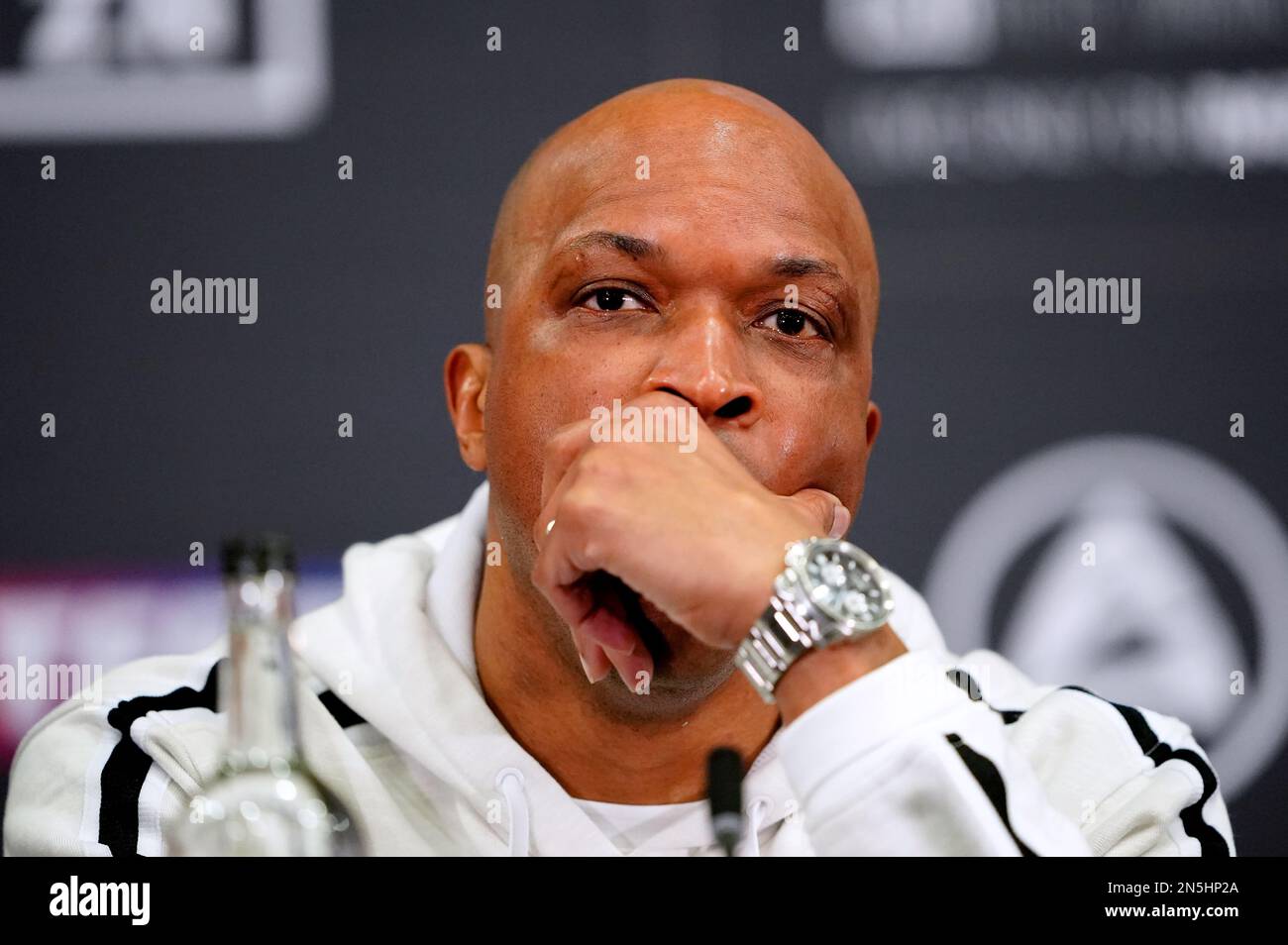 Derrick James during a press conference at the Hilton London Syon Park ...