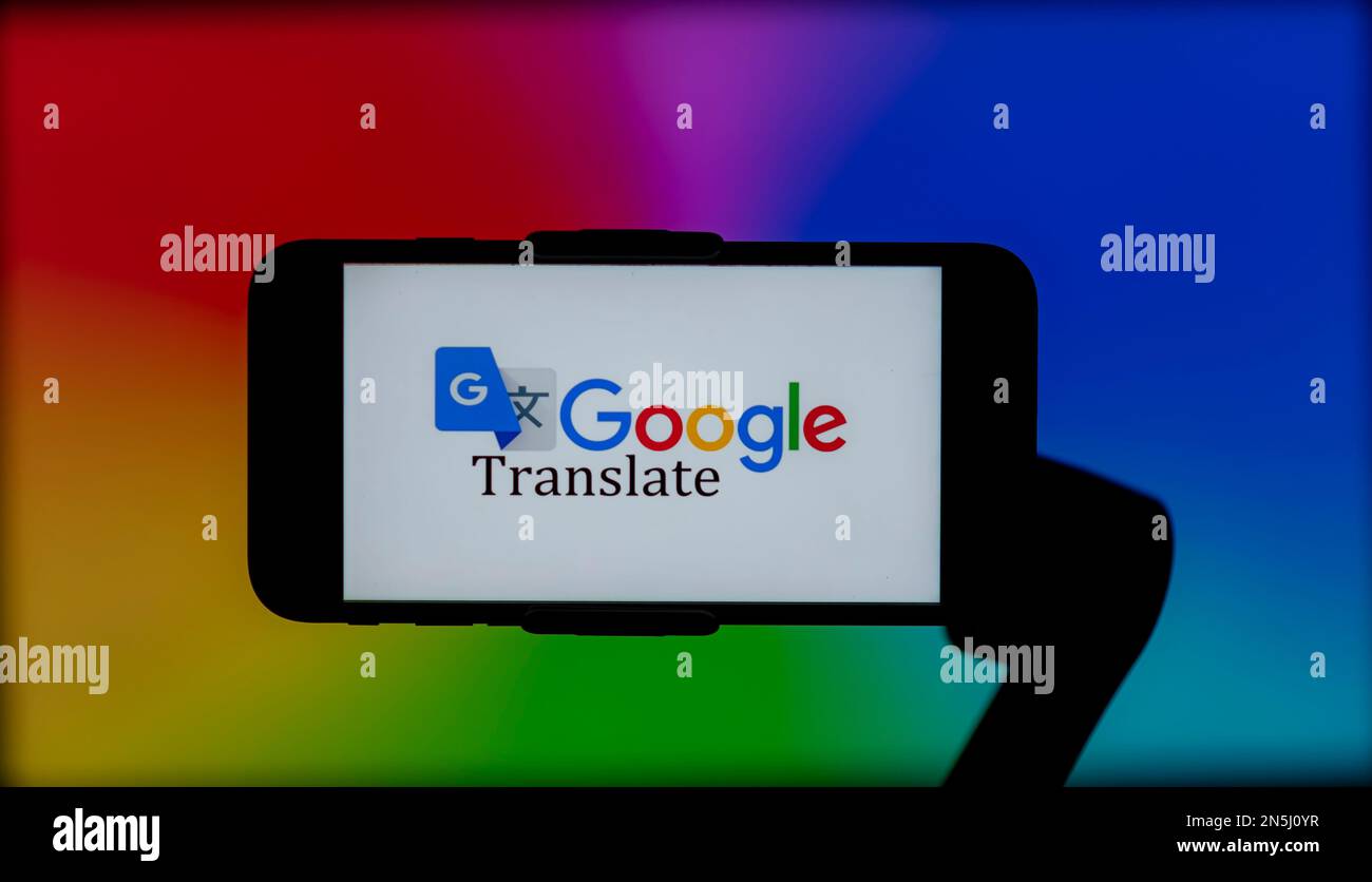 In this photo illustration, google translate logo is seen displayed on ...