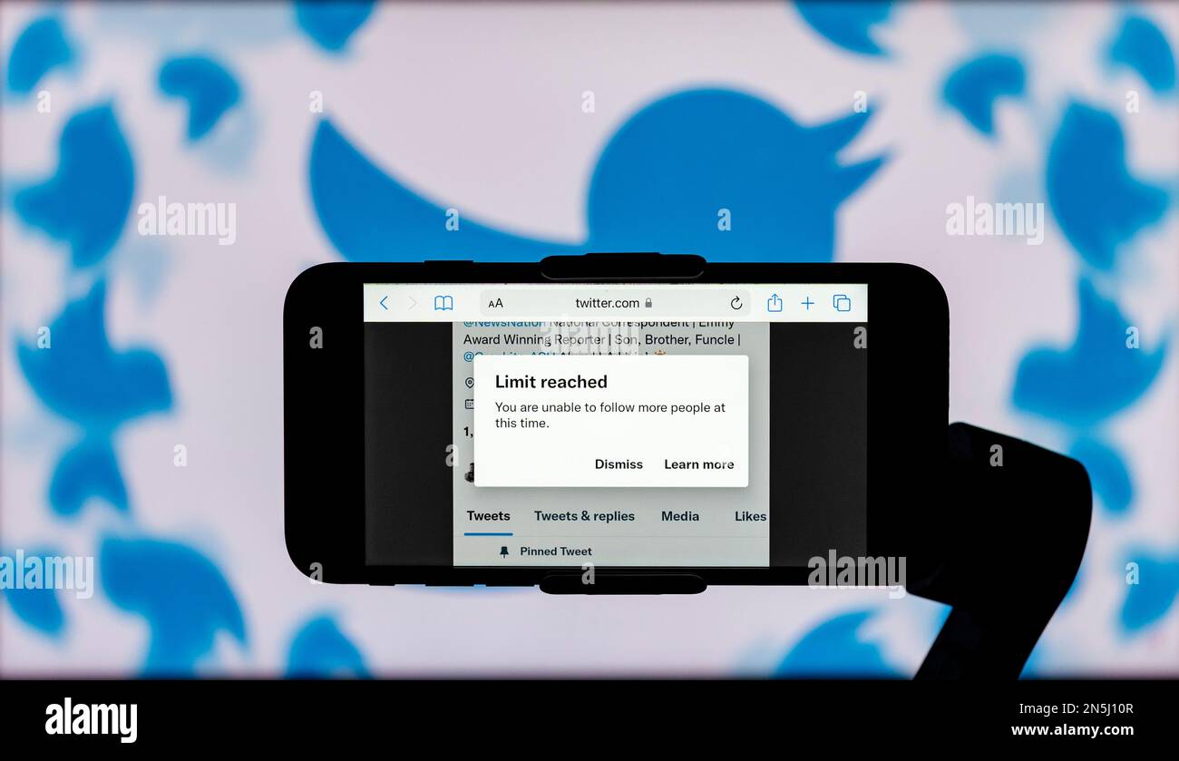 In this photo illustration, the limit reached message of twitter is ...