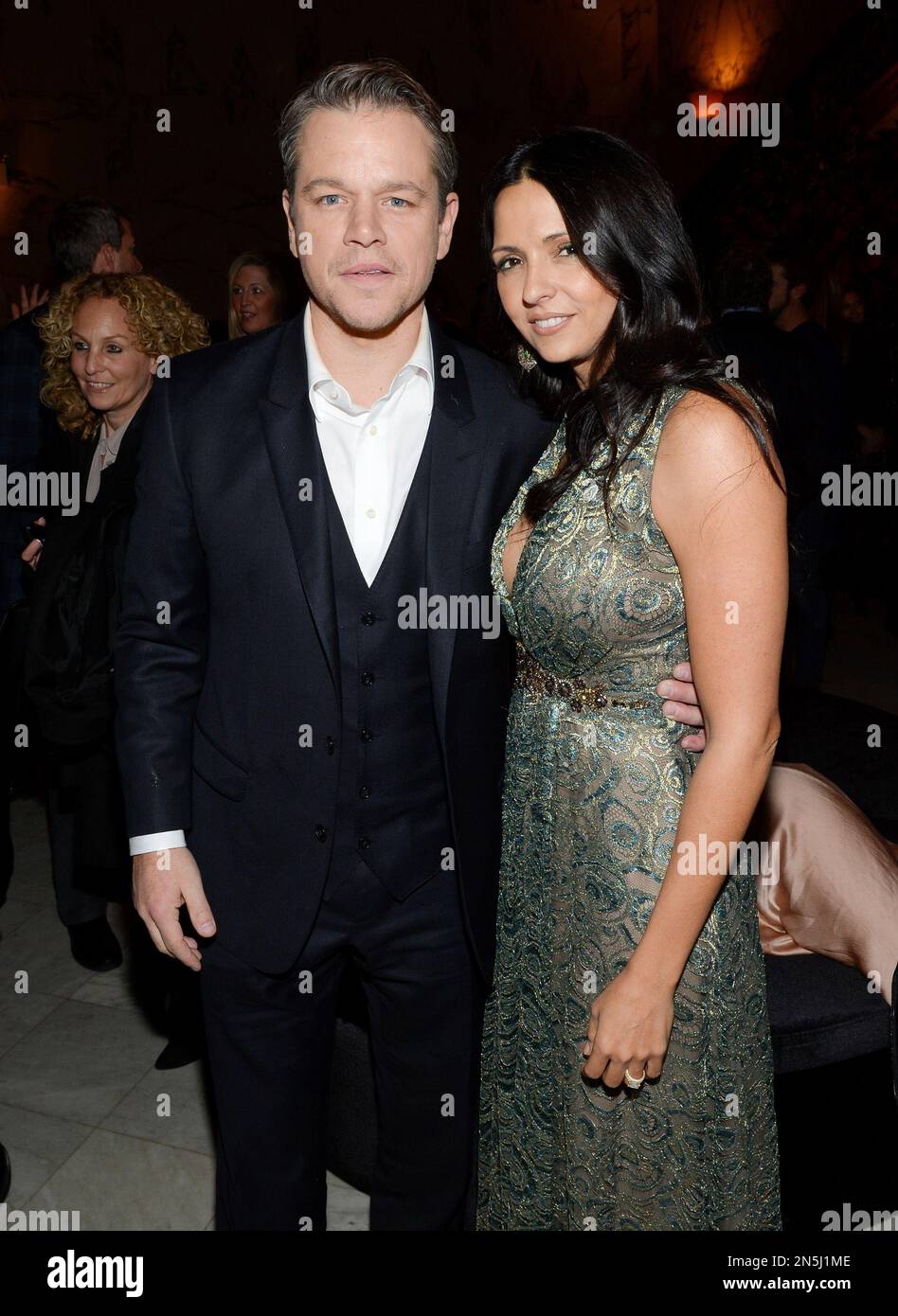 Actor Matt Damon and wife Luciana Barroso attend "The Monuments Men ...