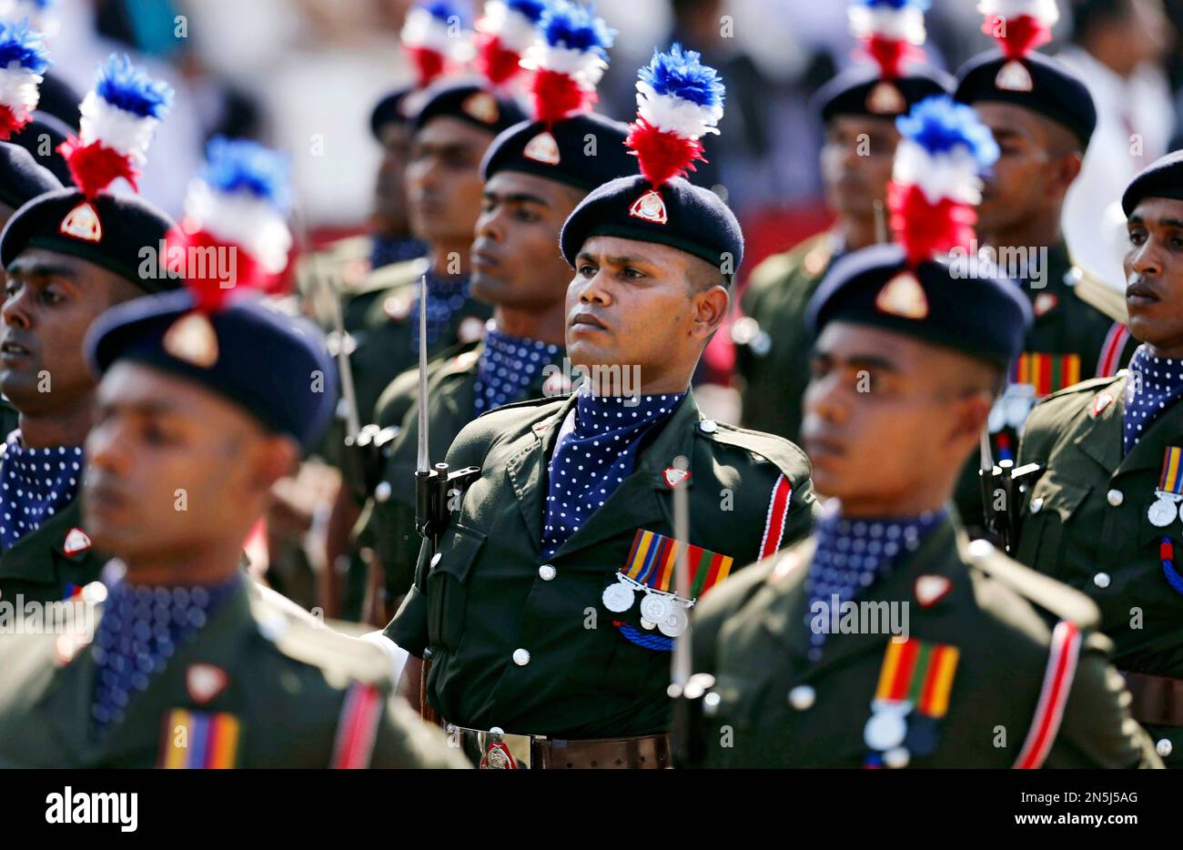 Sri Lanka's soldiers march during a parade to celebrate Sri Lanka's ...