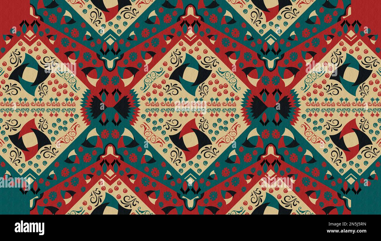 Geometric shapes with folky modern decorations, background, wallpaper ...