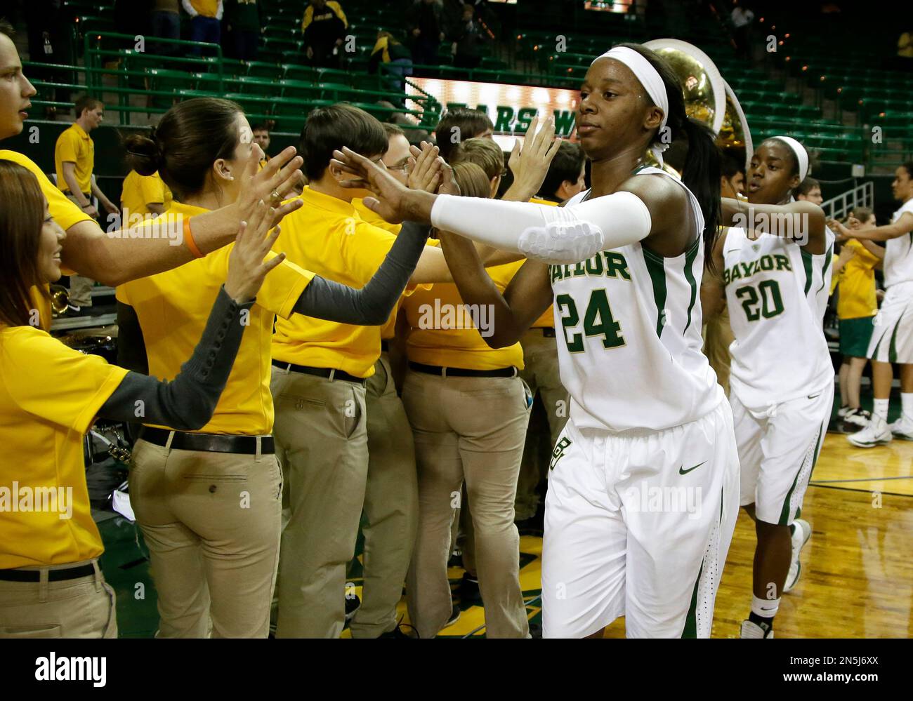 Baylor guard Ieshia Small (24) and Imani Wright (20) celebrate their ...