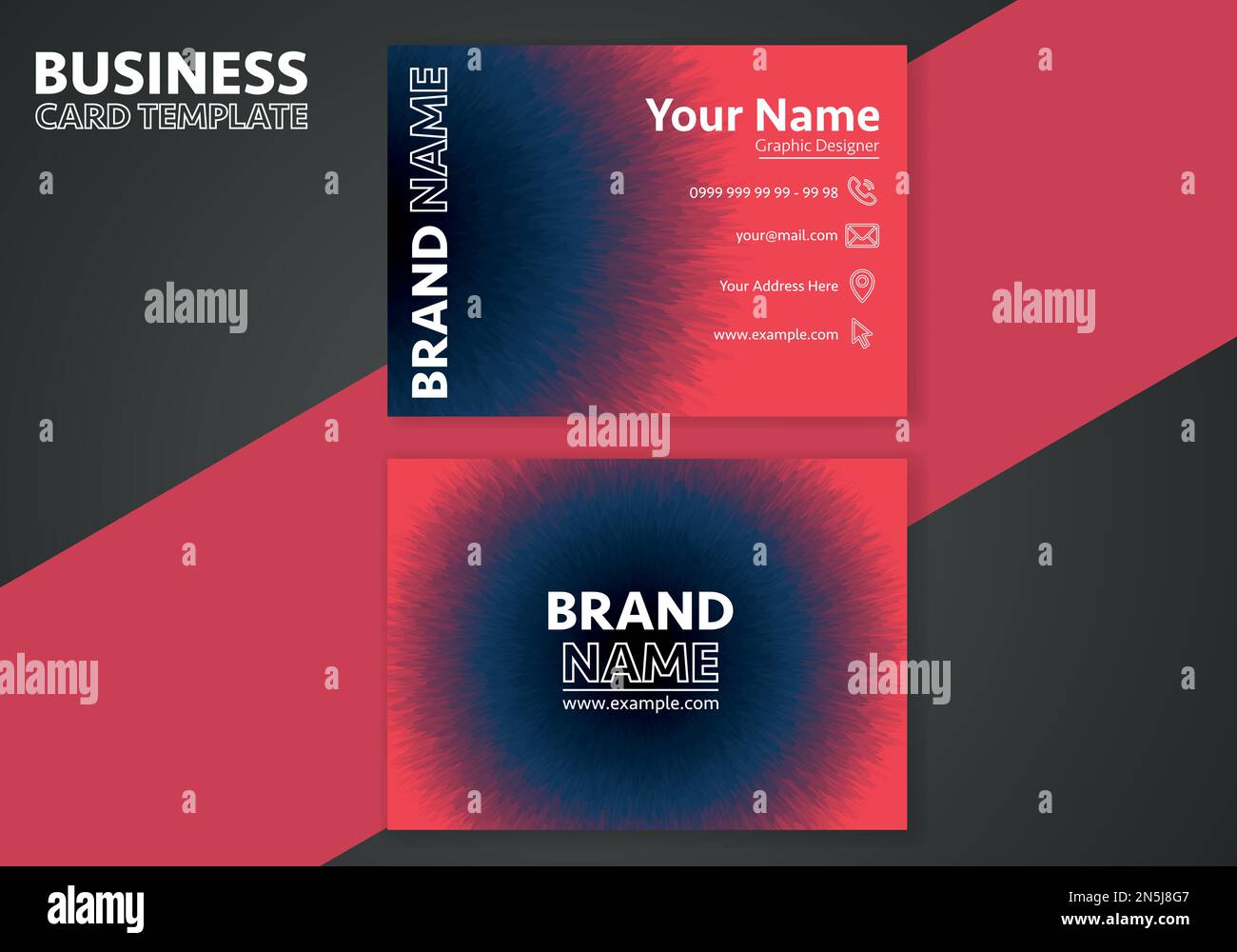 Modern abstract business card template with two side design template ...