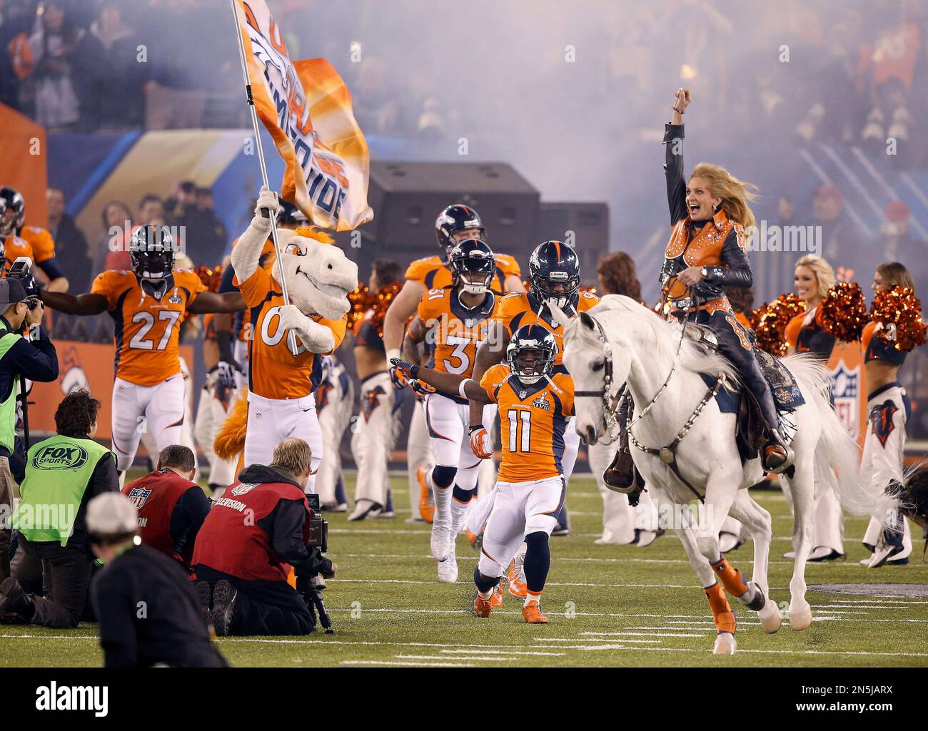 Thunder leads the Denver Broncos players onto the field before the NFL ...