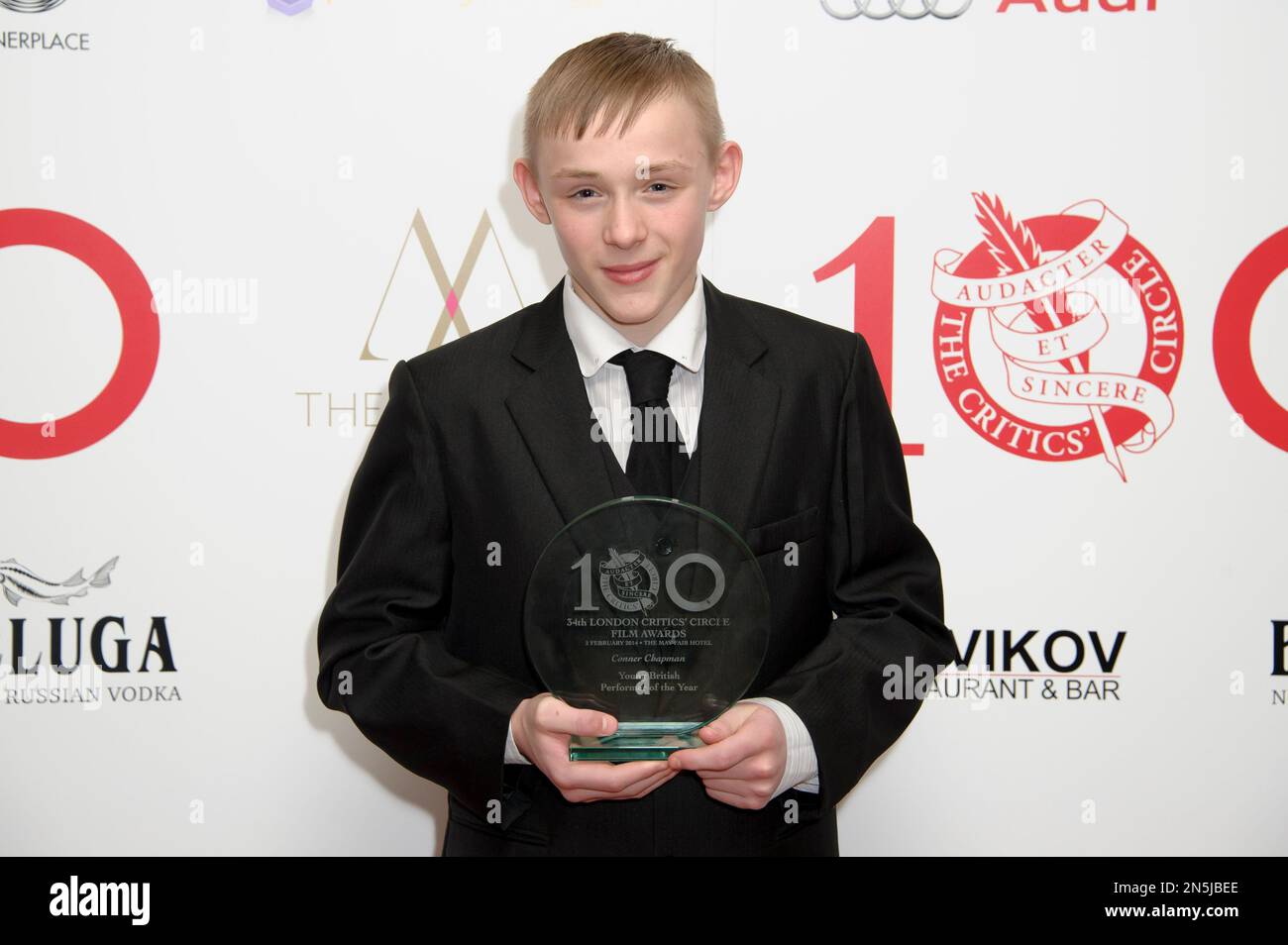 British actor Conner Chapman with his award for Young British Performer ...