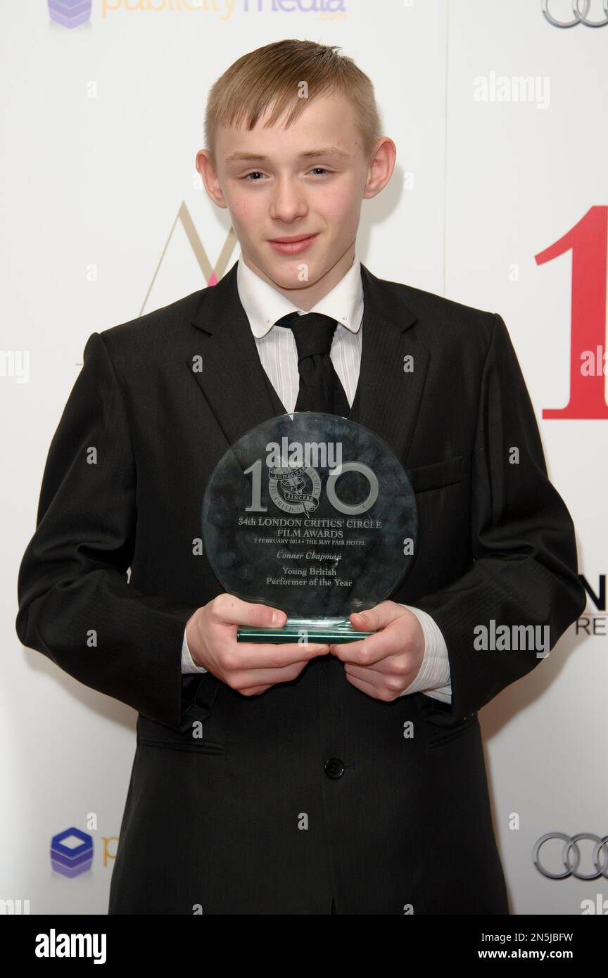 British actor Conner Chapman with his award for Young British Performer ...