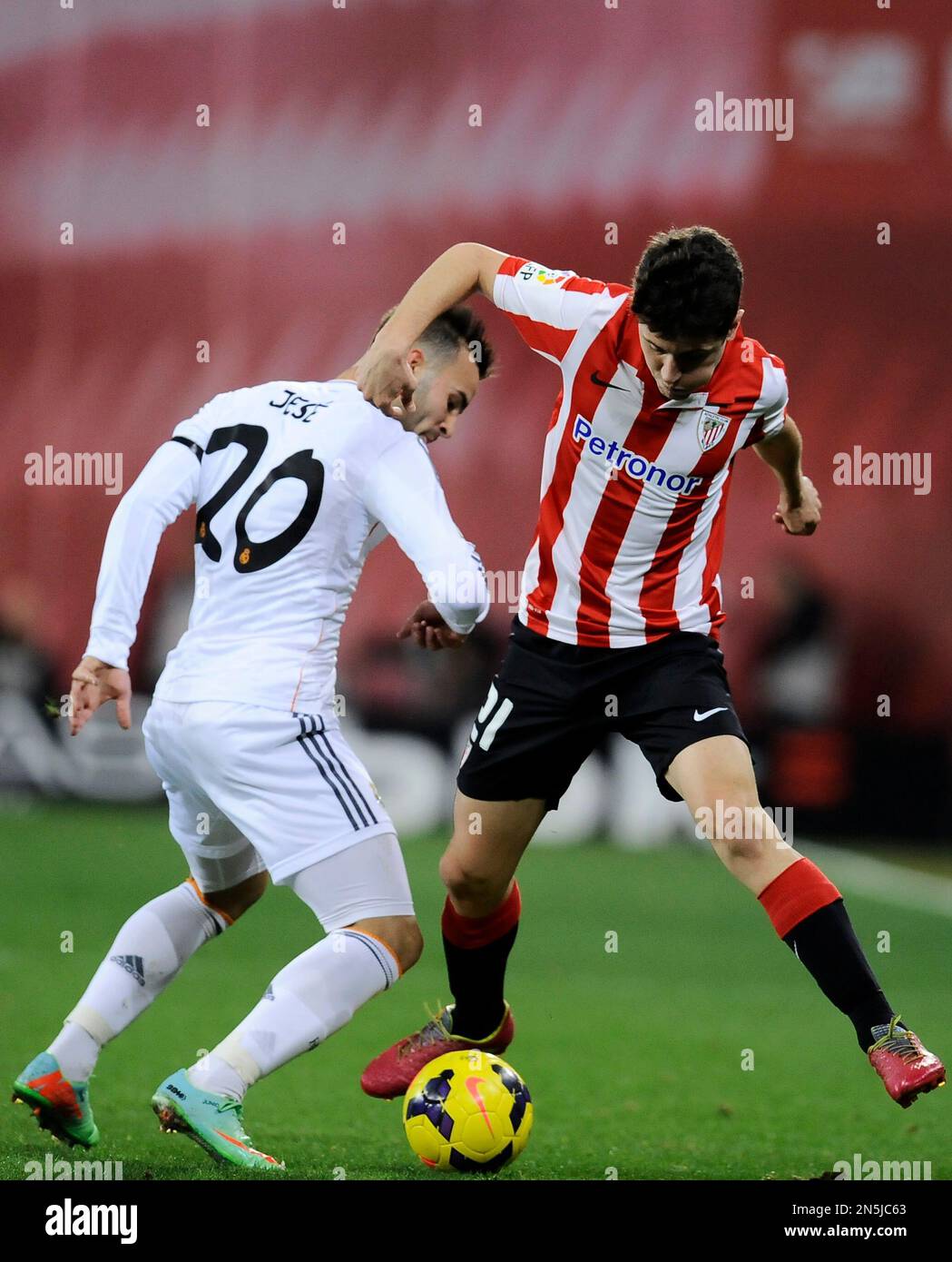 Athletic Bilbao's Ander Herrera, right, duels for the ball in front ...