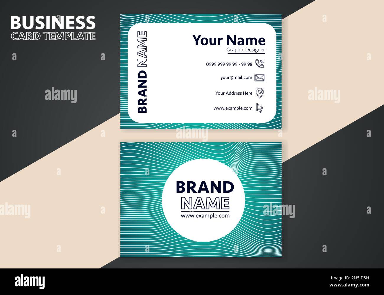 Modern abstract business card template with two side design template ...