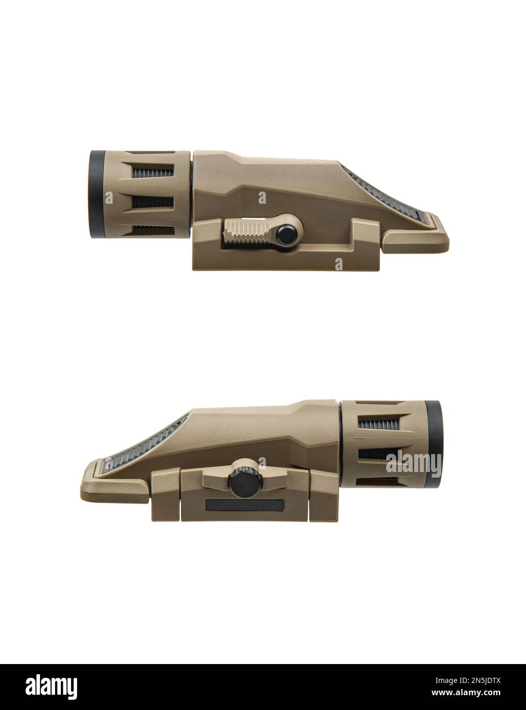 Modern LED flashlight with weapon mount. Underbarrel tactical ...