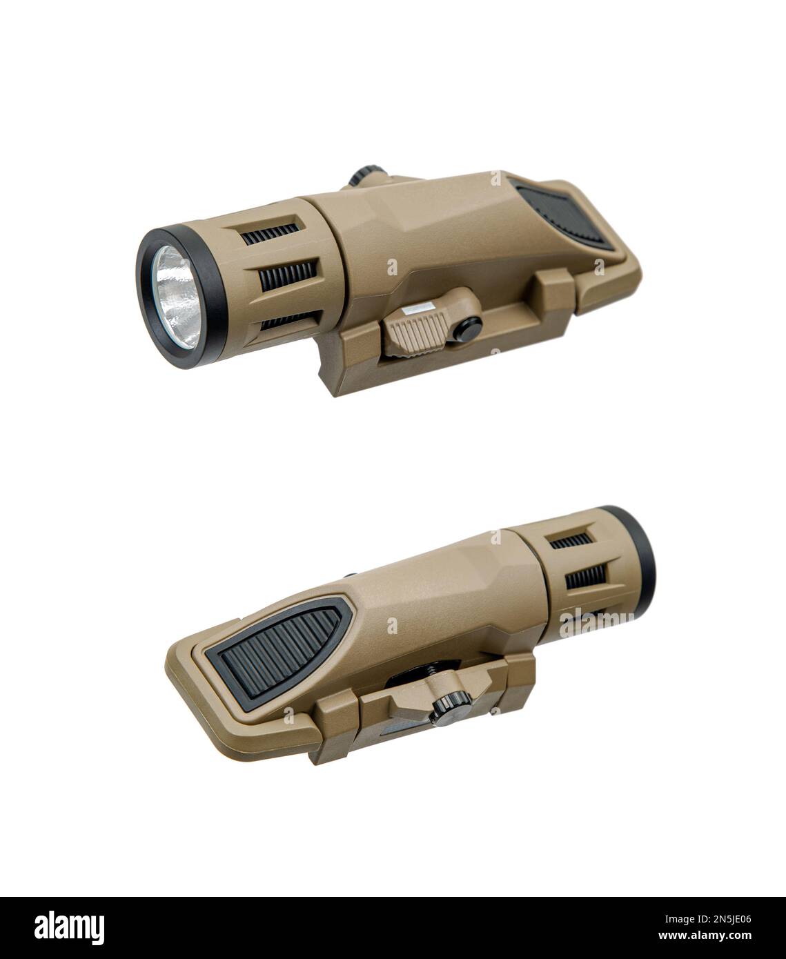Modern LED flashlight with weapon mount. Underbarrel tactical ...