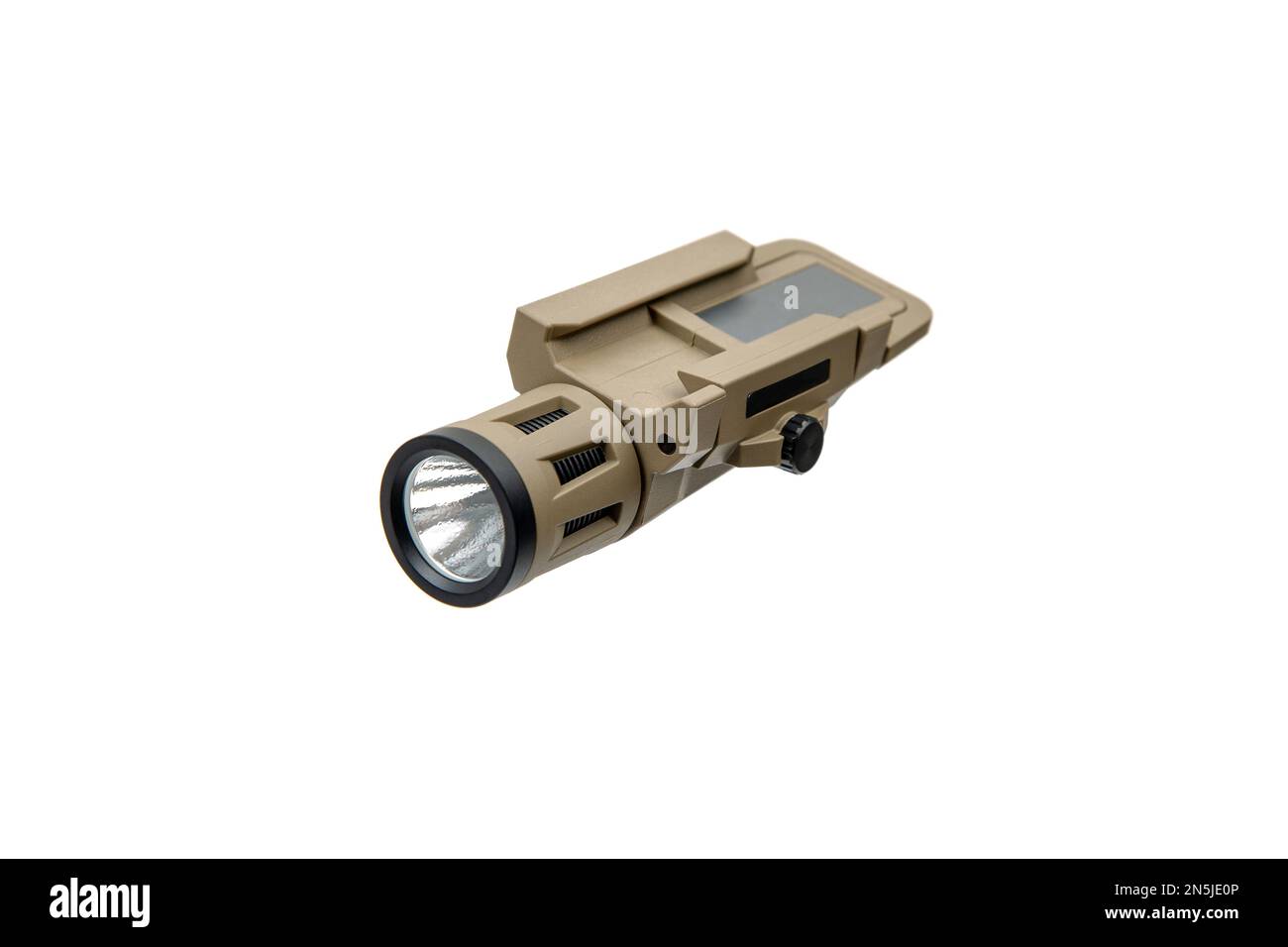 Modern LED flashlight with weapon mount. Underbarrel tactical ...