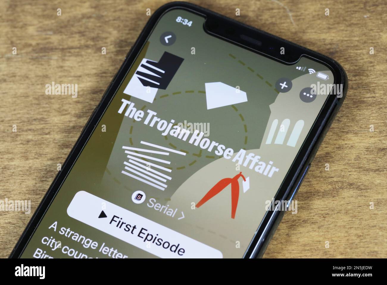 The Trojan Horse Affair podcast displayed on a phone screen Stock Photo ...