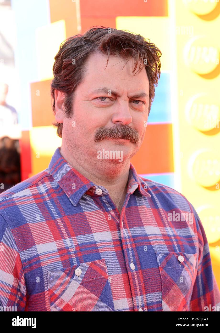 Actor Nick Offerman seen at the premiere of the feature film "The Lego ...