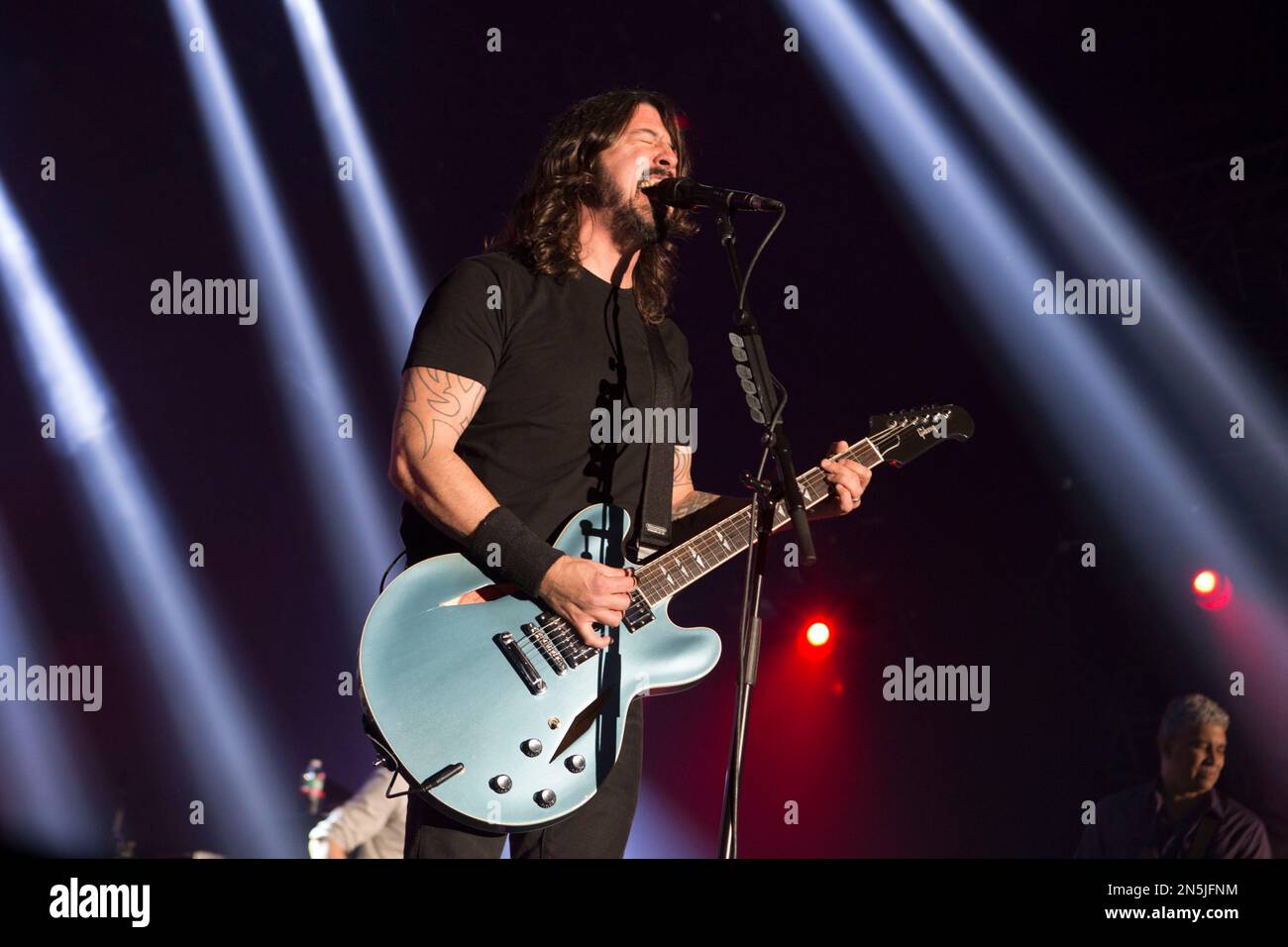 Dave Grohl of The Foo Fighters performs at The Bud Light Hotel, on ...