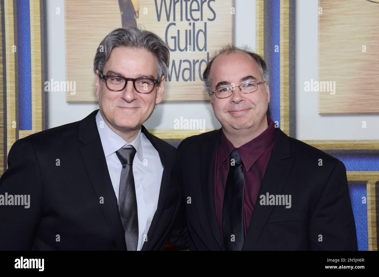 Peter Gould, left, and Thomas Schnauz arrive at the Writers Guild ...