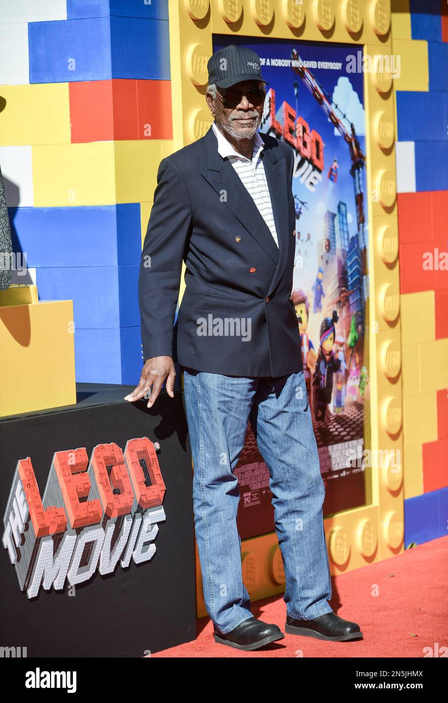 Morgan Freeman arrives at LA Premiere of "The Lego Movie" - Arrivals ...
