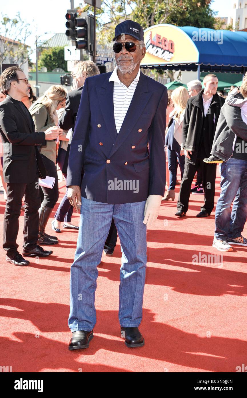 Morgan Freeman arrives at LA Premiere of "The Lego Movie" - Arrivals ...