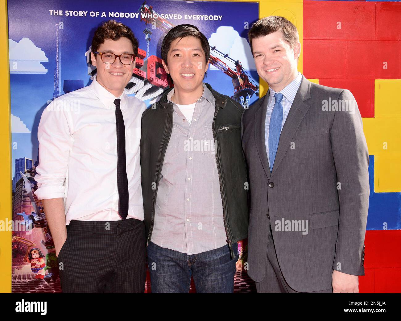 From left to right, director Phil Lord, producer Daniel Lin, and ...