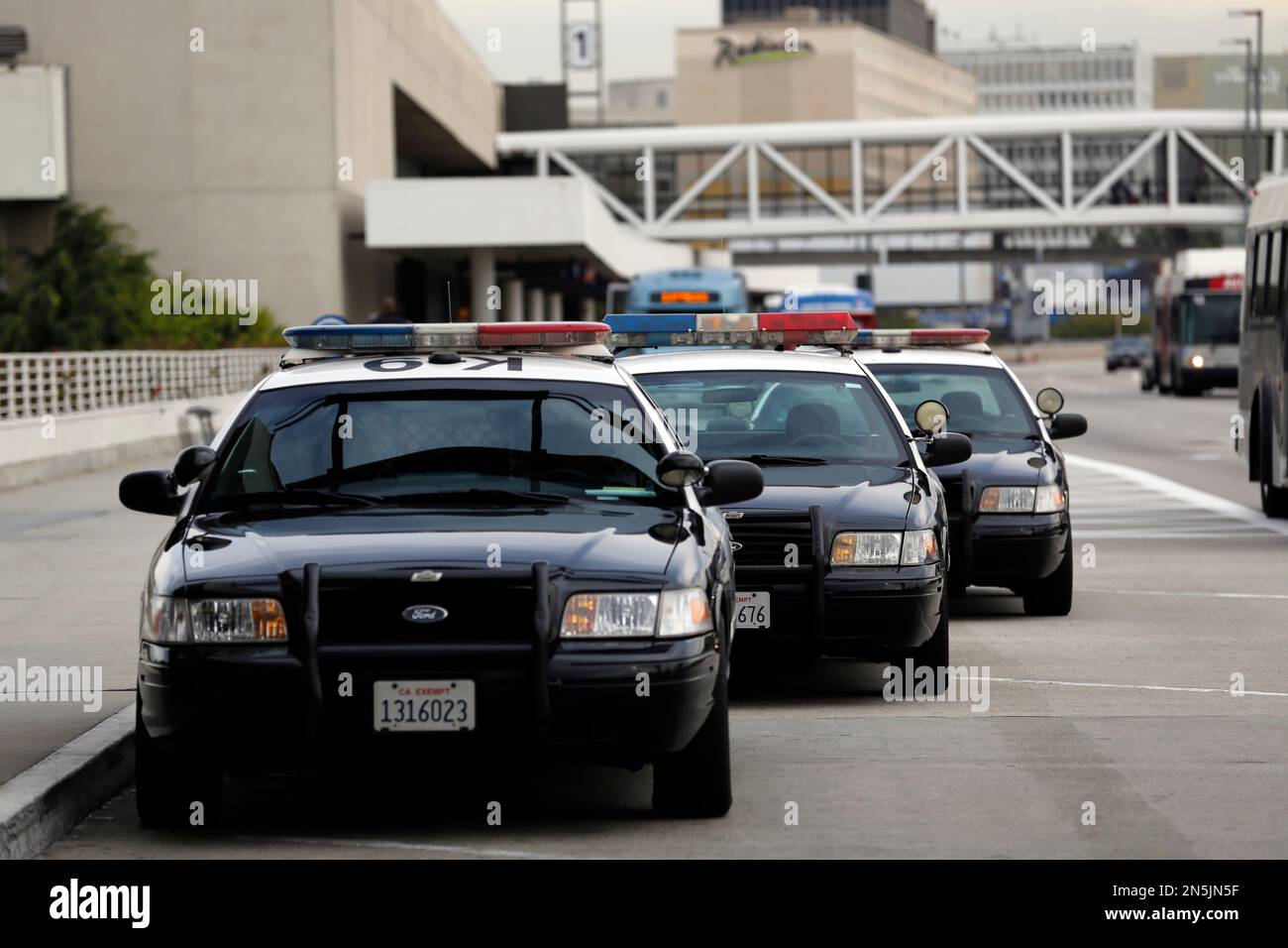 In this Jan. 21, 2014 photo, Los Angeles World Airports (LAWA) police ...