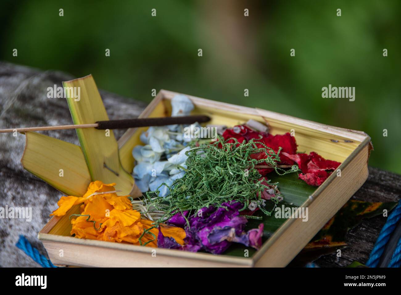 The closeup view of a Hindu offering in front of a temple Stock Photo ...