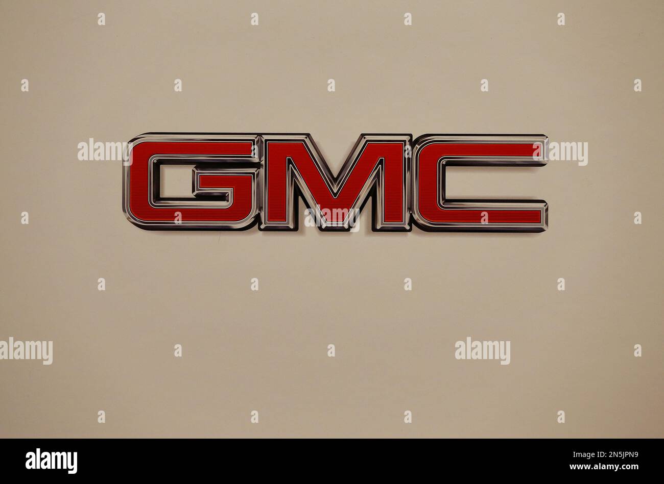 A detail view of the GMC logo is seen during a NFL Characters Unite ...