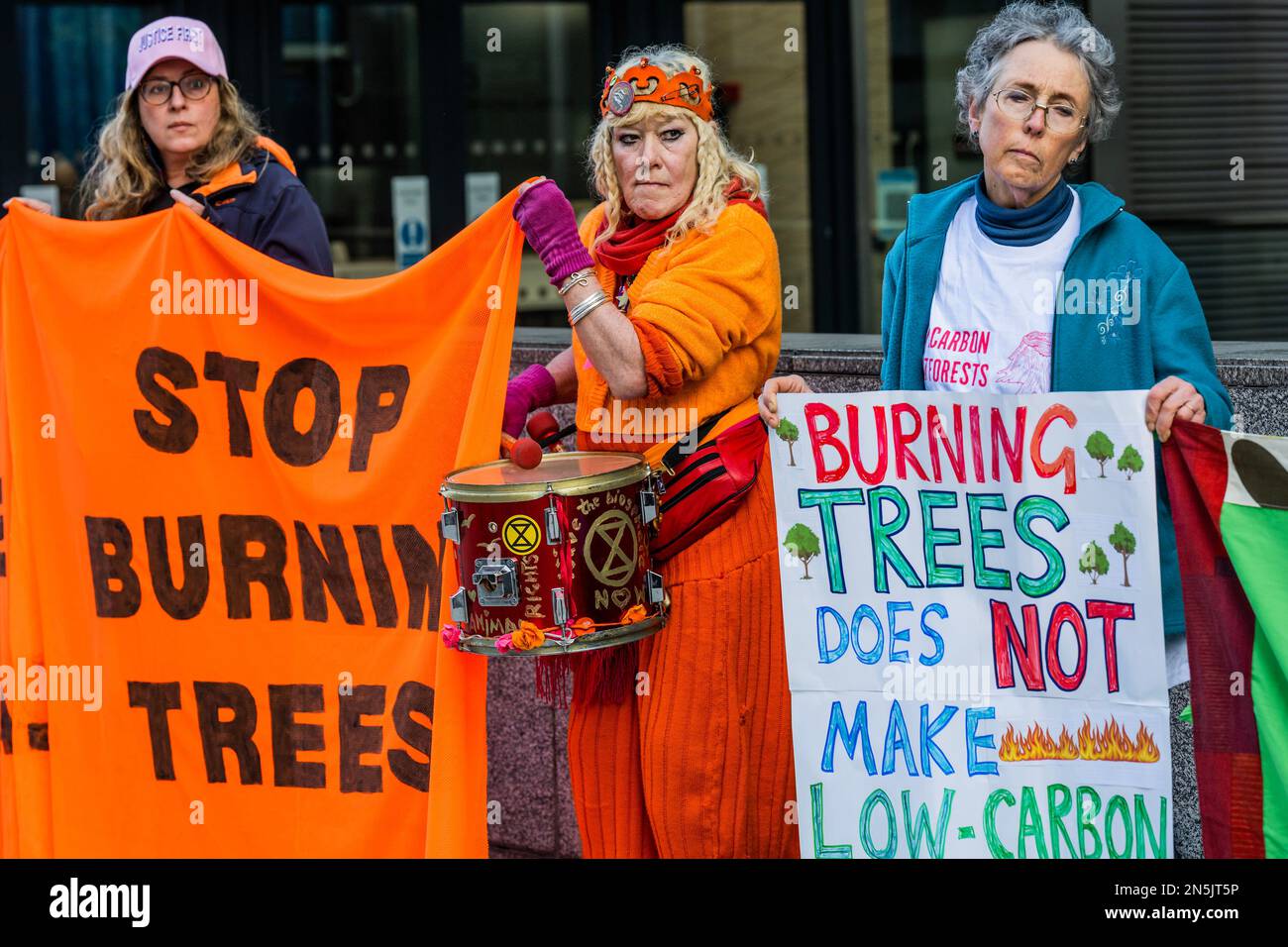 London, UK. 9th Feb, 2023. An Anti Drax protest, organised by the Stop ...
