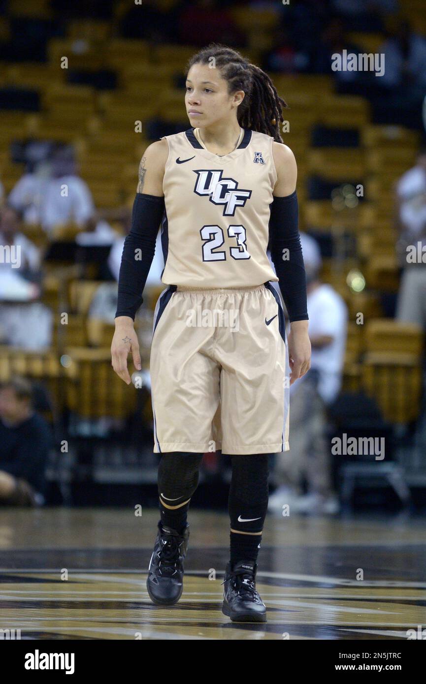 Central Florida guard Briahanna Jackson (23) walks up the court during ...