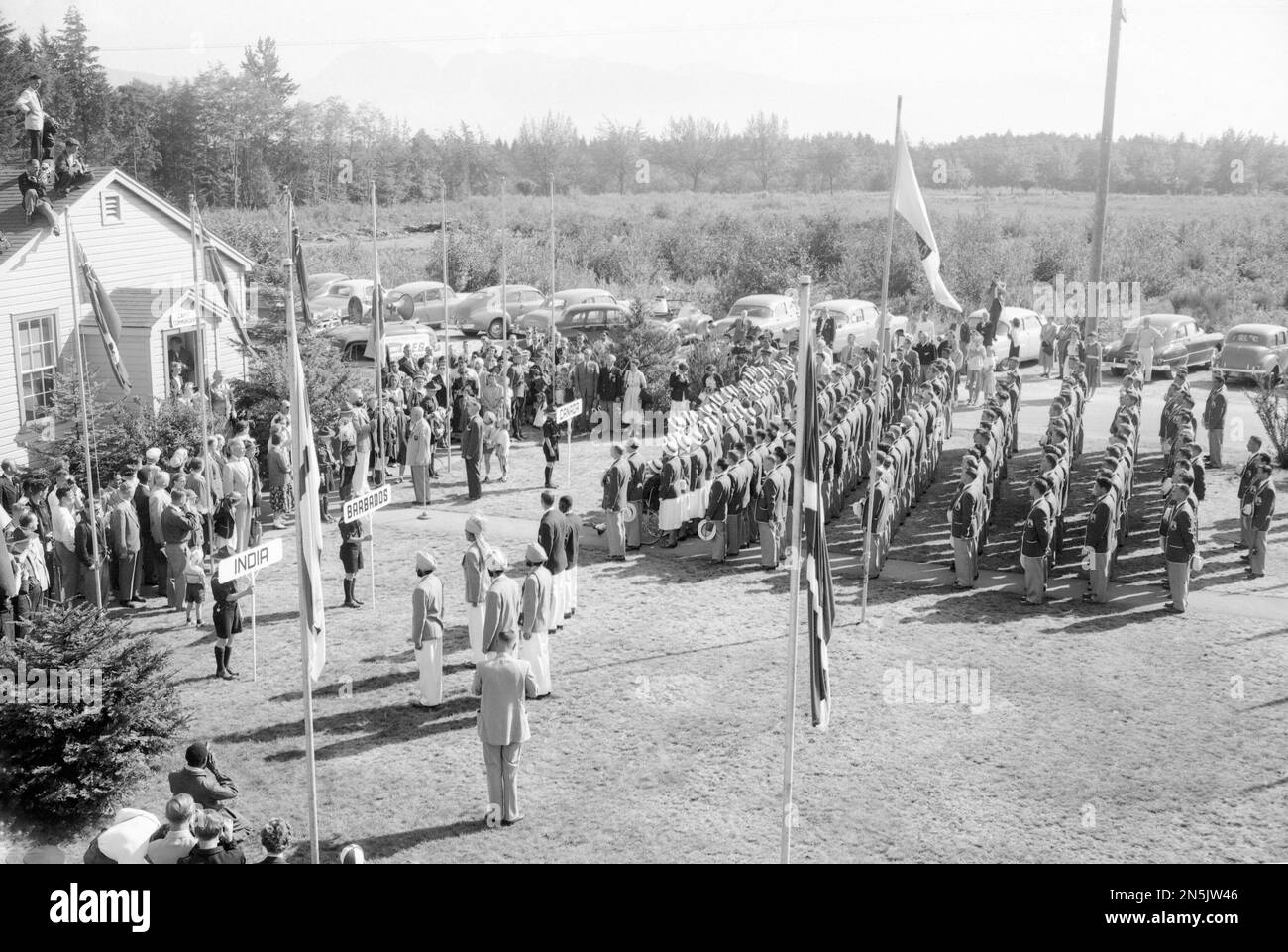 The Indian flag is raised by Ashoka Rillar at the Empire Village in ...