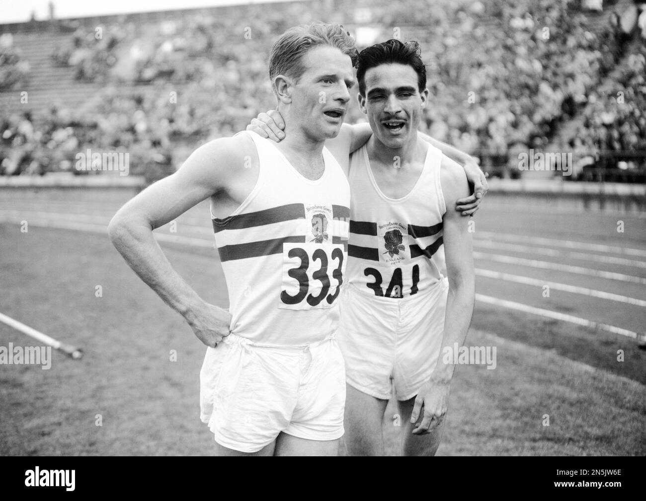 Christopher Chataway, left, and Frederick Green, both of England, after ...