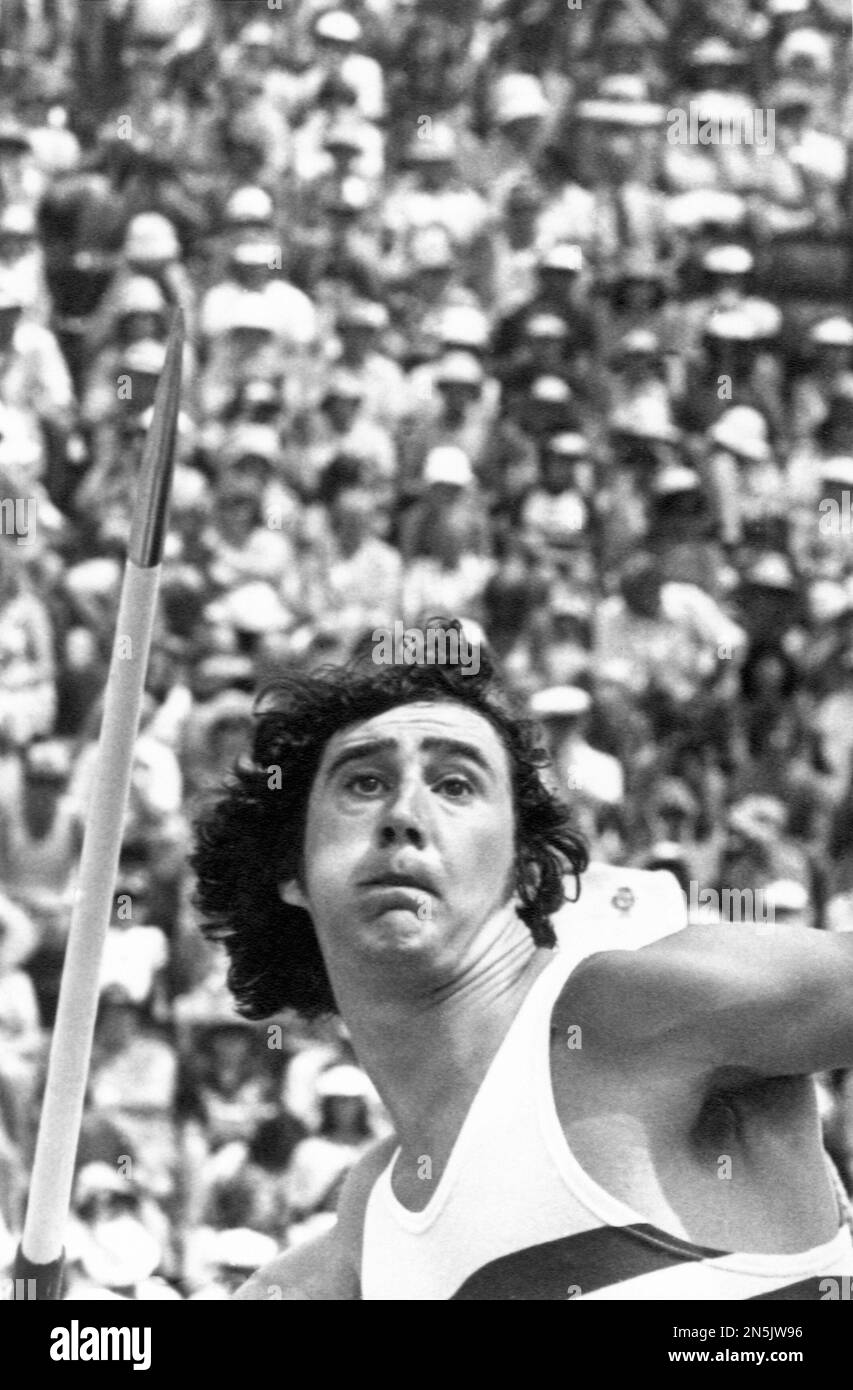 Charles Clover of England prepares to throw his javelin during the men ...