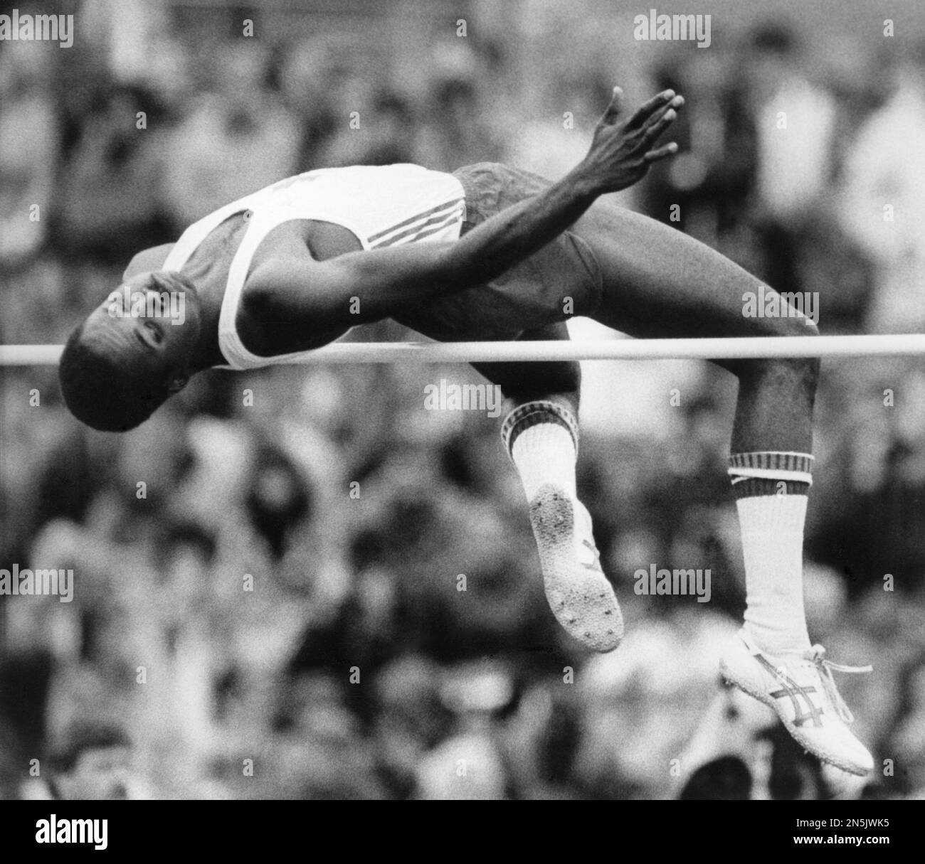 Milton Ottey of Canada clears the bar in the finals of the mens High ...