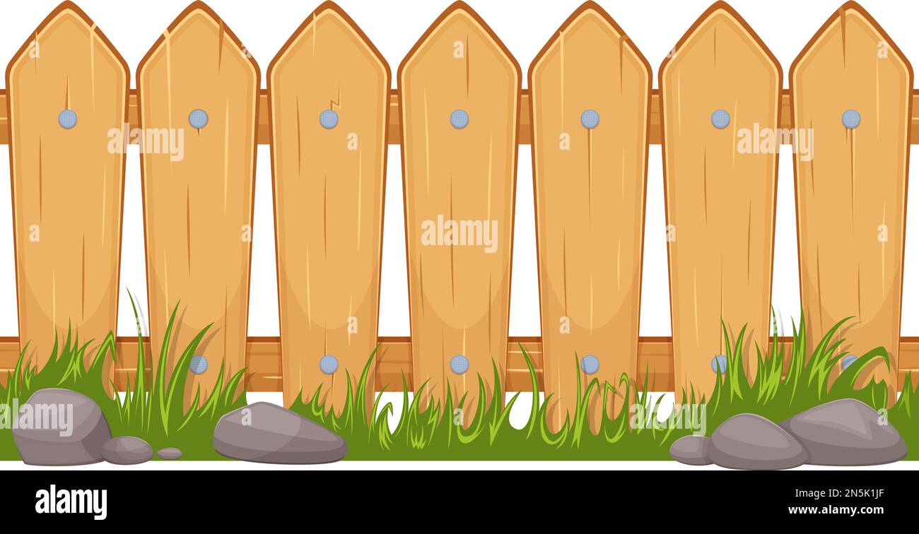 Wooden fence seamless border. Horizontal cartoon hedge Stock Vector ...