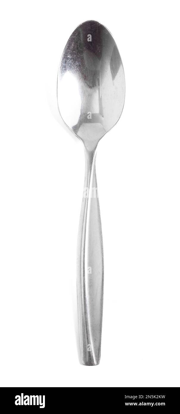 A Single Stainless Steal Spoon Isolated on a White Background Stock ...
