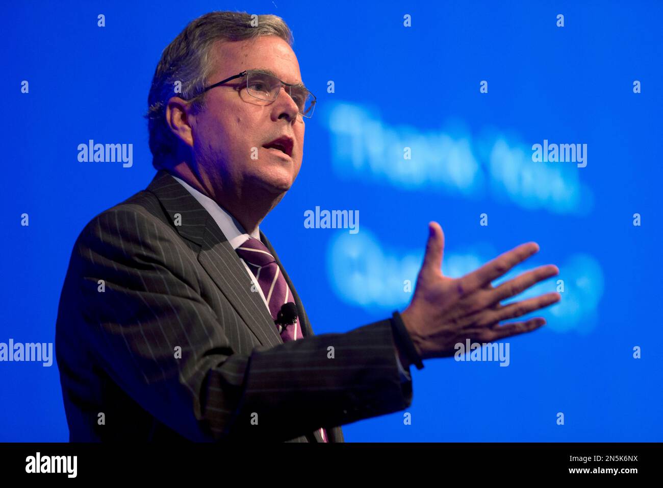 Former Florida Gov. Jeb Bush answers questions from the audience ...