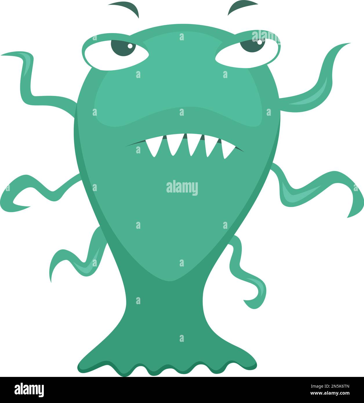 Funny disease monster. Green cartoon microbe character Stock Vector ...