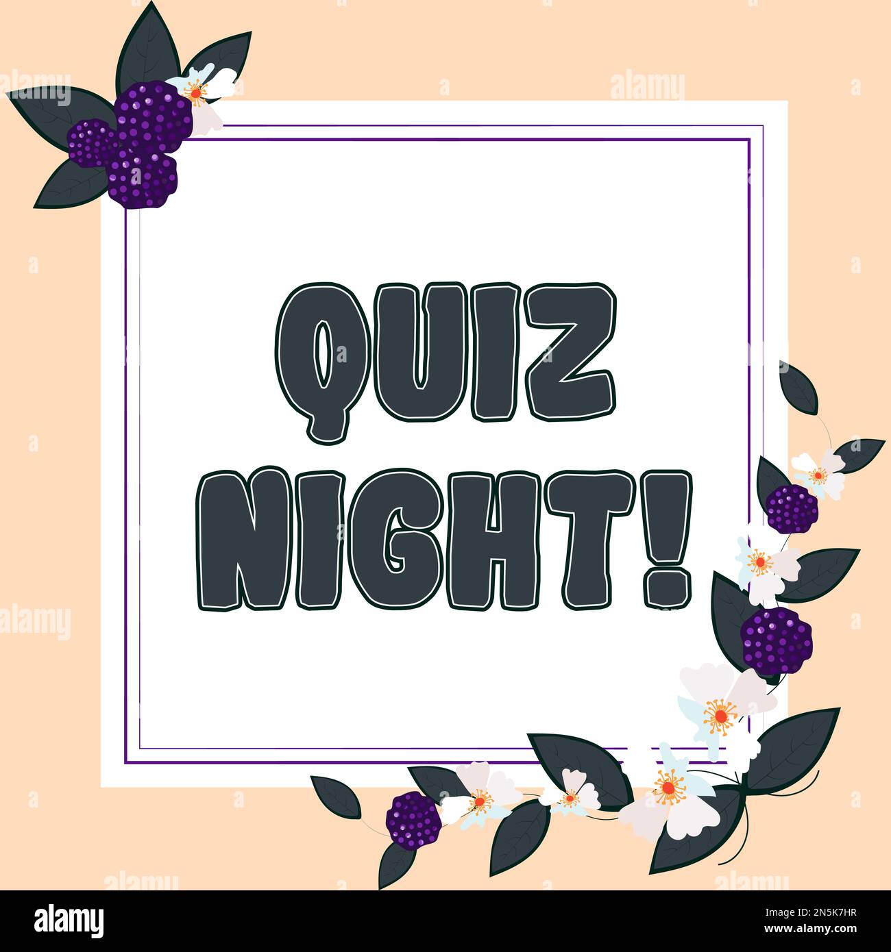 Text caption presenting Quiz Night. Concept meaning evening test ...