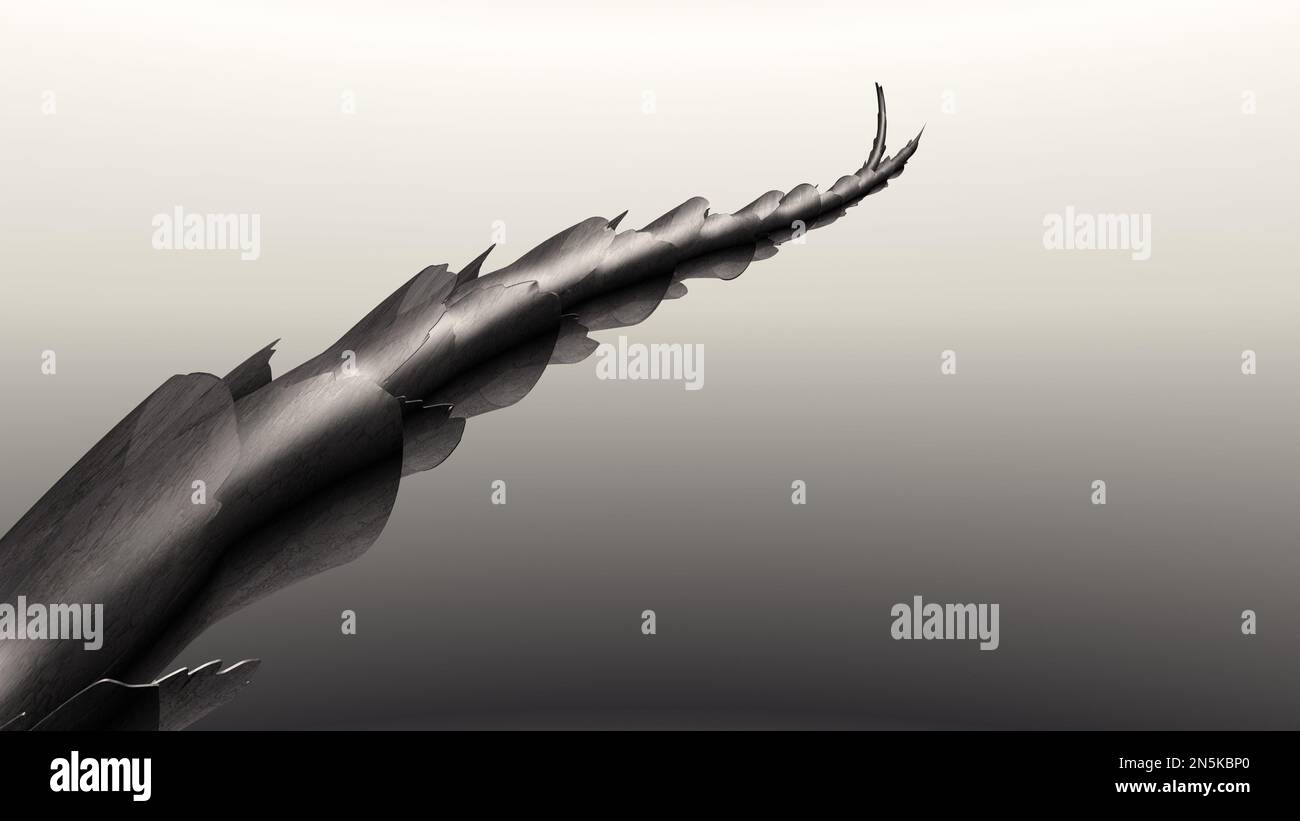 3d model of the damaged hair with open cuticles and split ends on the ...