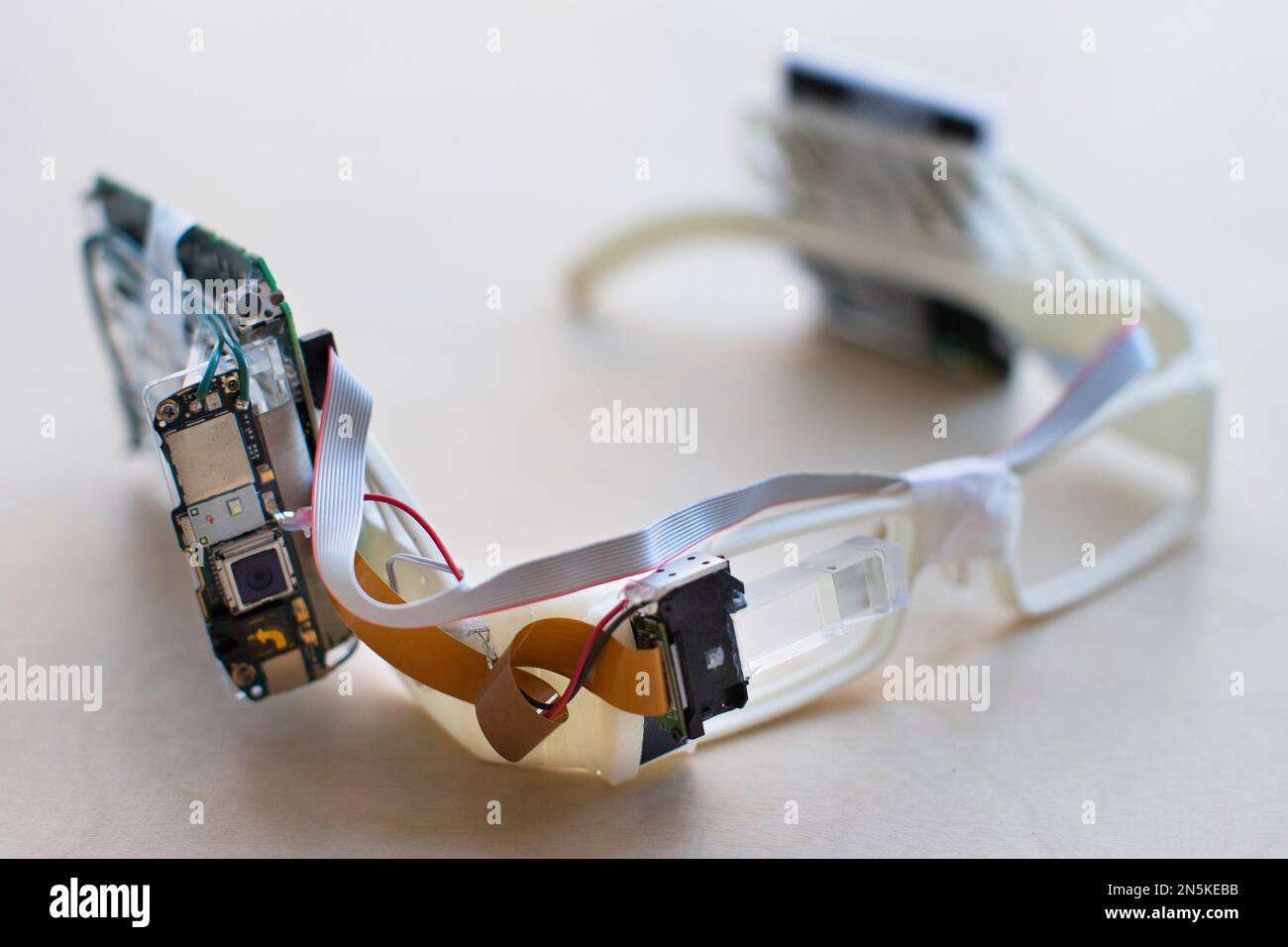 A prototype of Google Glass frames complete with exposed circuit boards ...