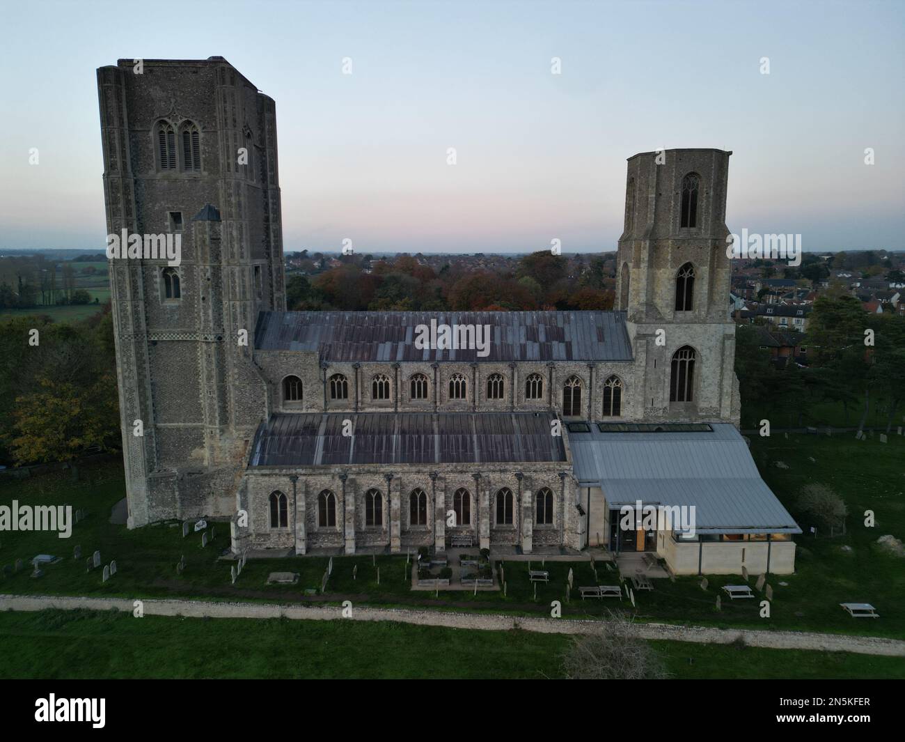An aerial view of Wymondham Abbey Norfolk UK Stock Photo - Alamy