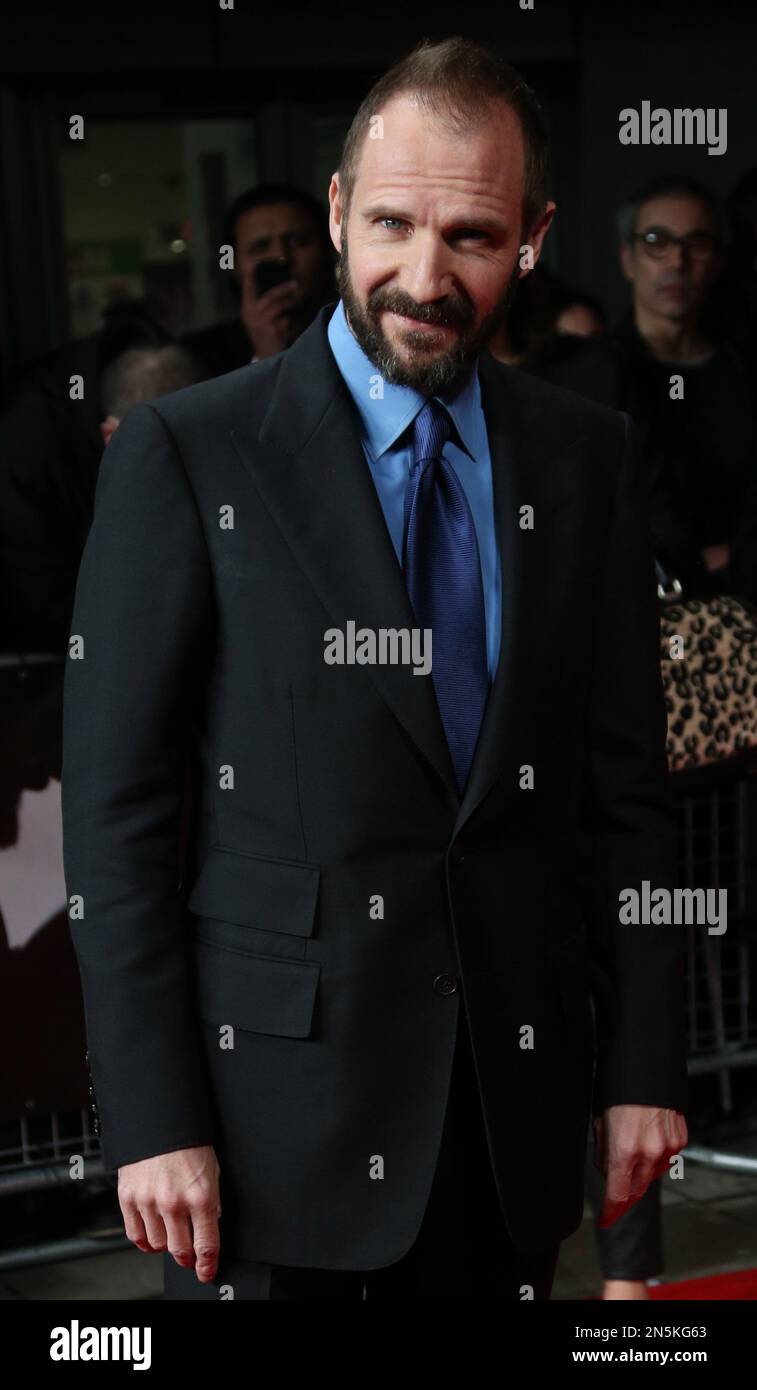 British actor Ralph Fiennes arrives on the red carpet for the UK ...