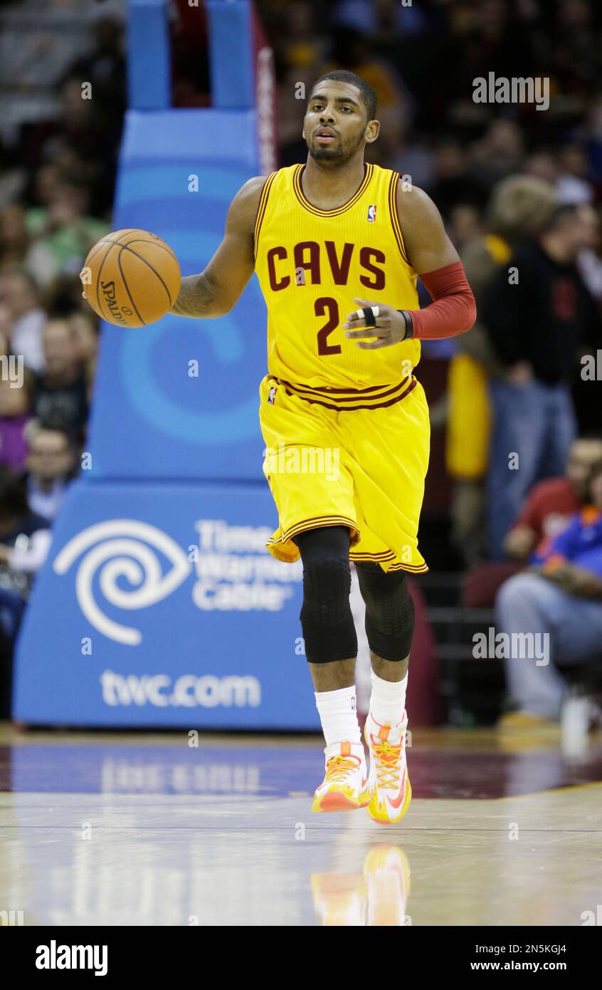 Cleveland Cavaliers' Kyrie Irving brings the ball up against the ...
