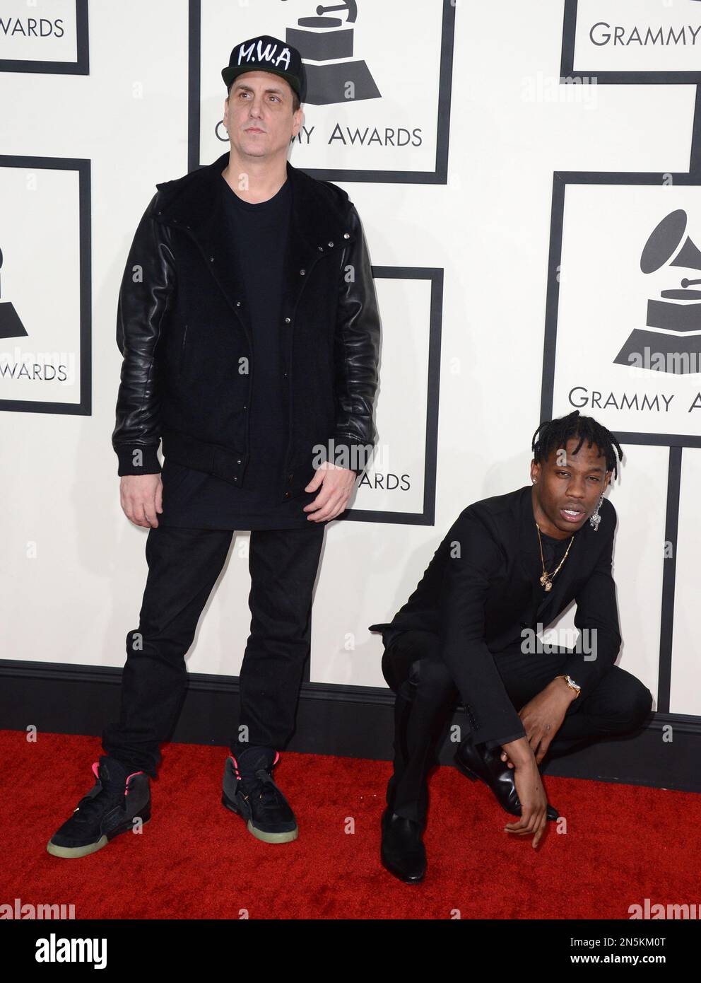 Mike Dean and Travis Scott arrive at the 56th annual GRAMMY Awards at ...