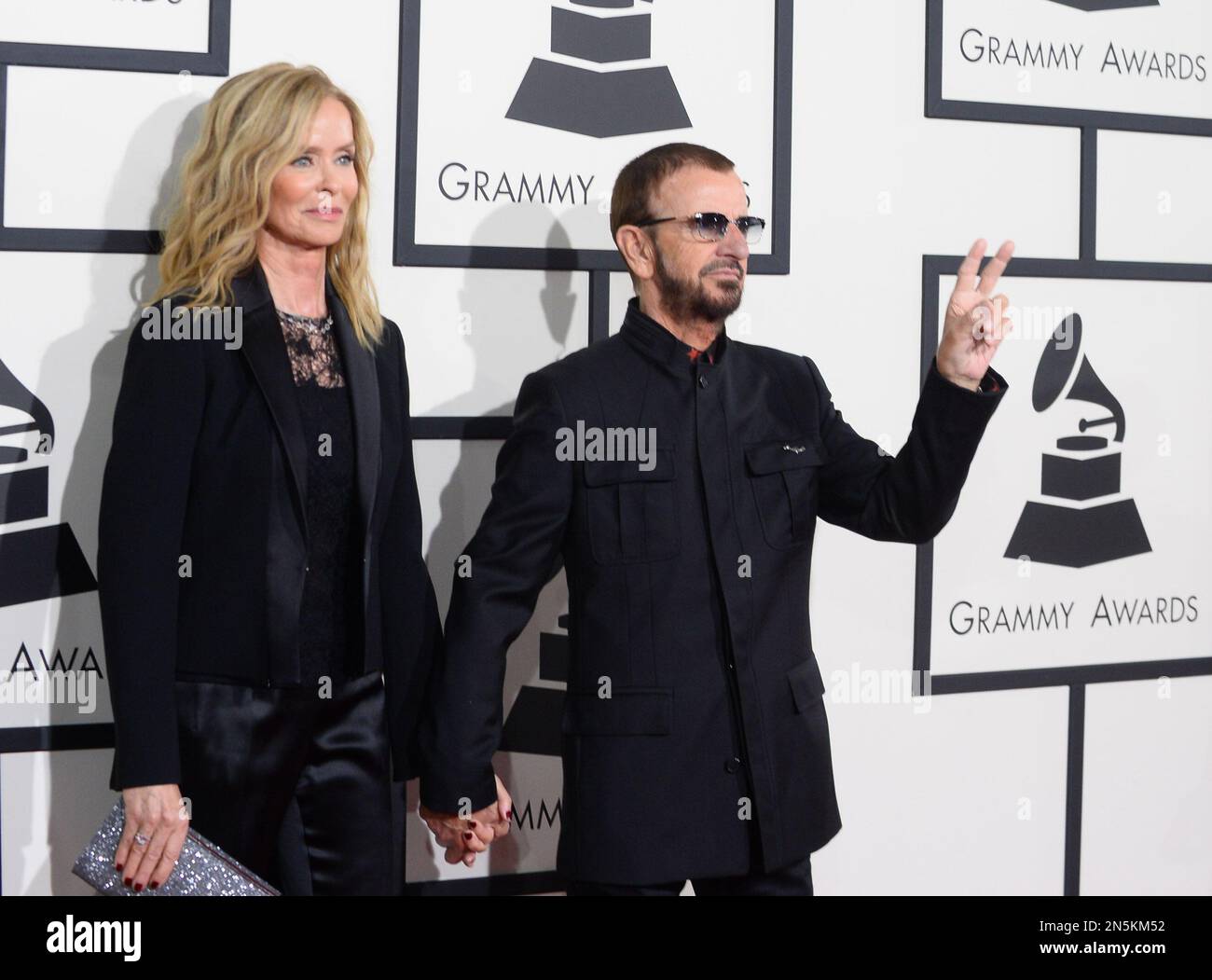 From left, Barbara Bach and Ringo Starr arrive at the 56th annual ...