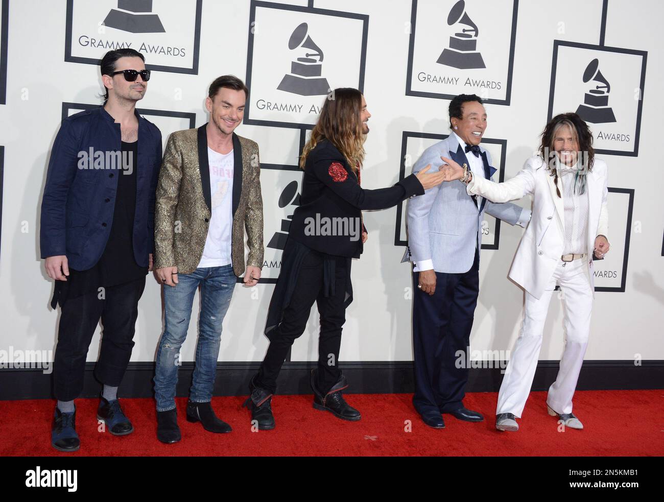 From left, Tomo Milicevic, Shannon Leto, Jared Leto, Smokey Robinson ...