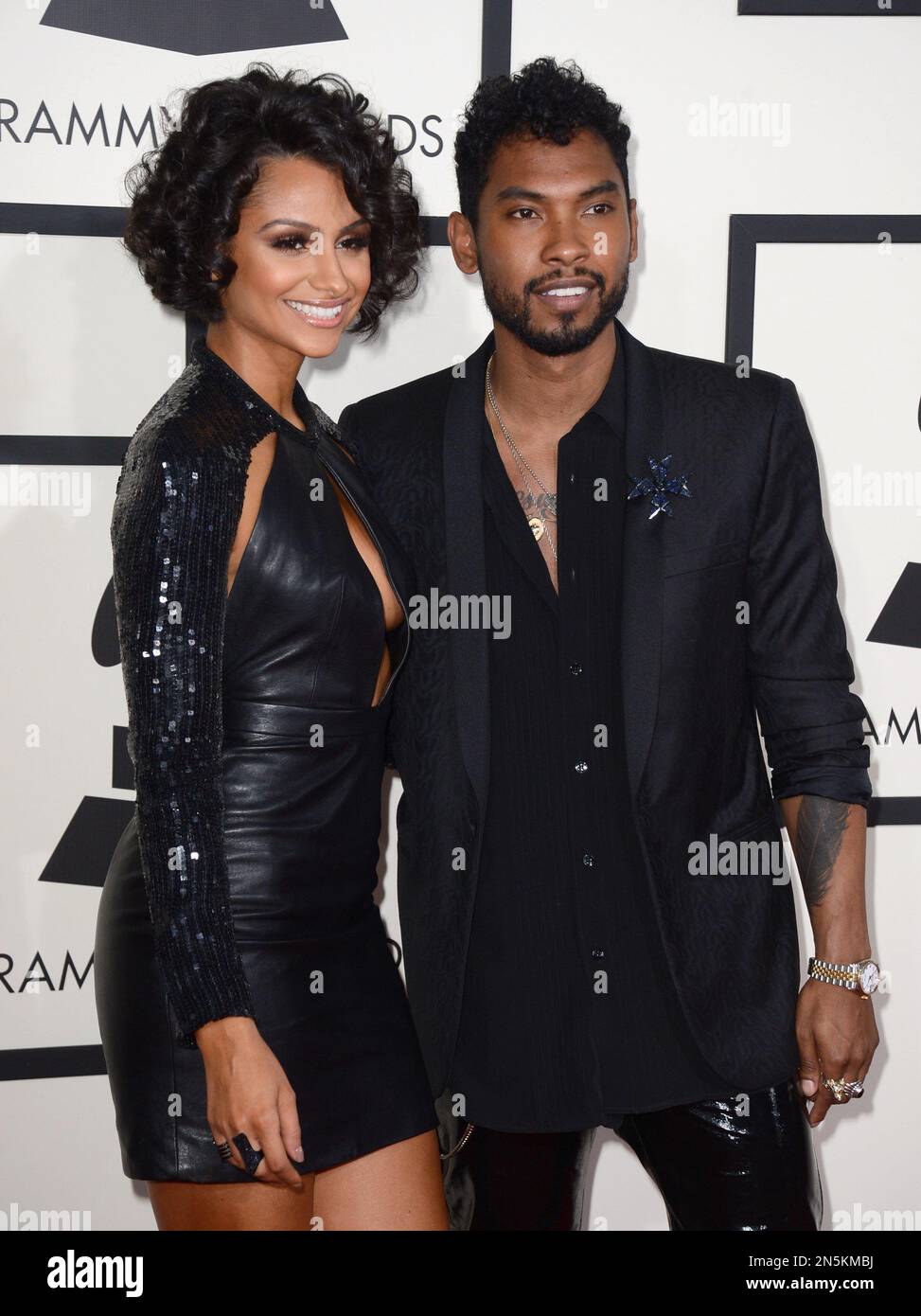 From Left Nazanin Mandi And Miguel Arrive At The 56th Annual Grammy