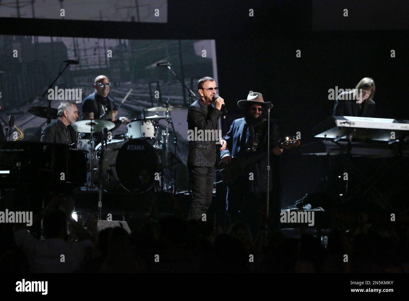 Ringo Starr performs on stage at the 56th annual GRAMMY Awards at ...