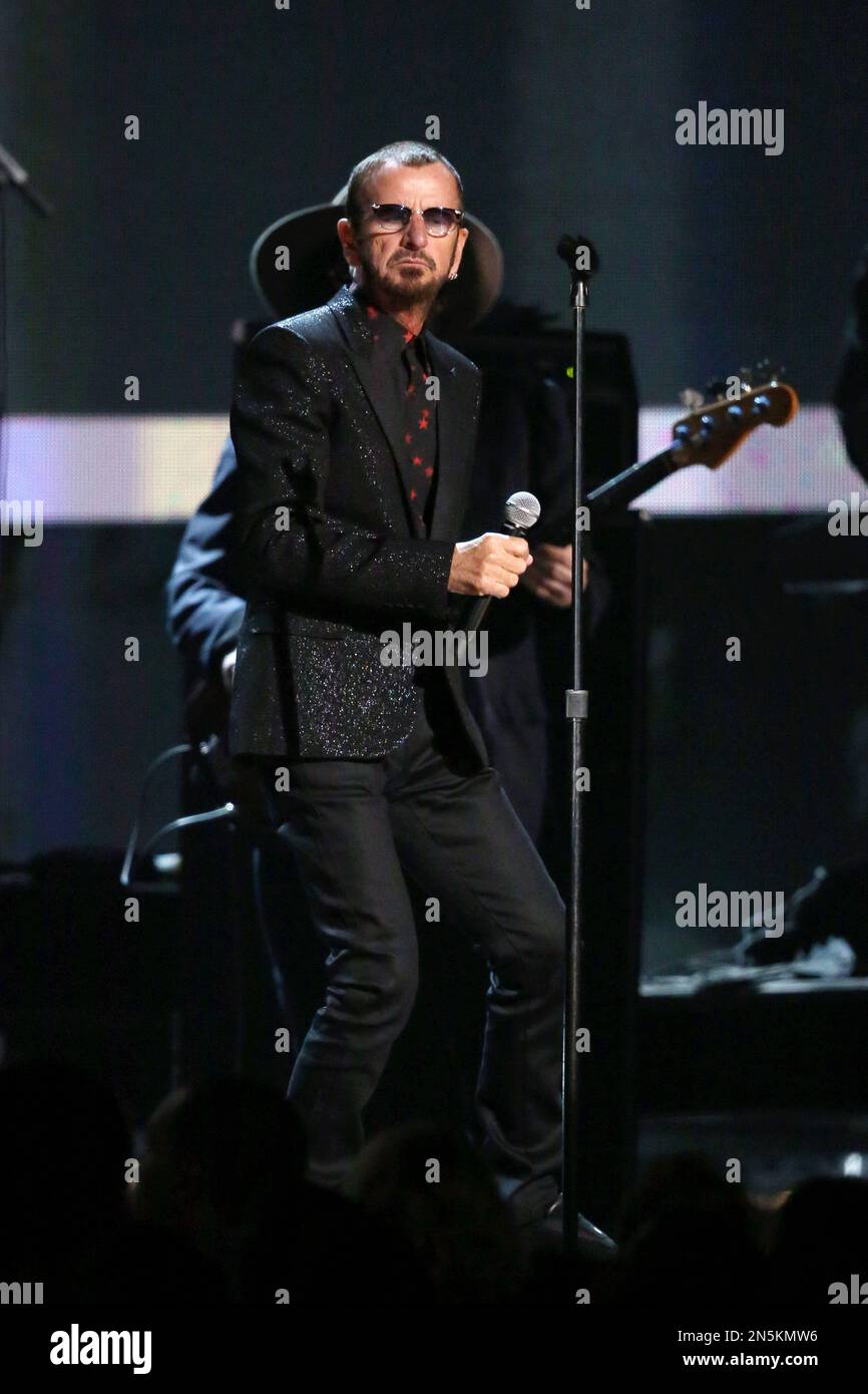 Ringo Starr performs on stage at the 56th annual GRAMMY Awards at ...